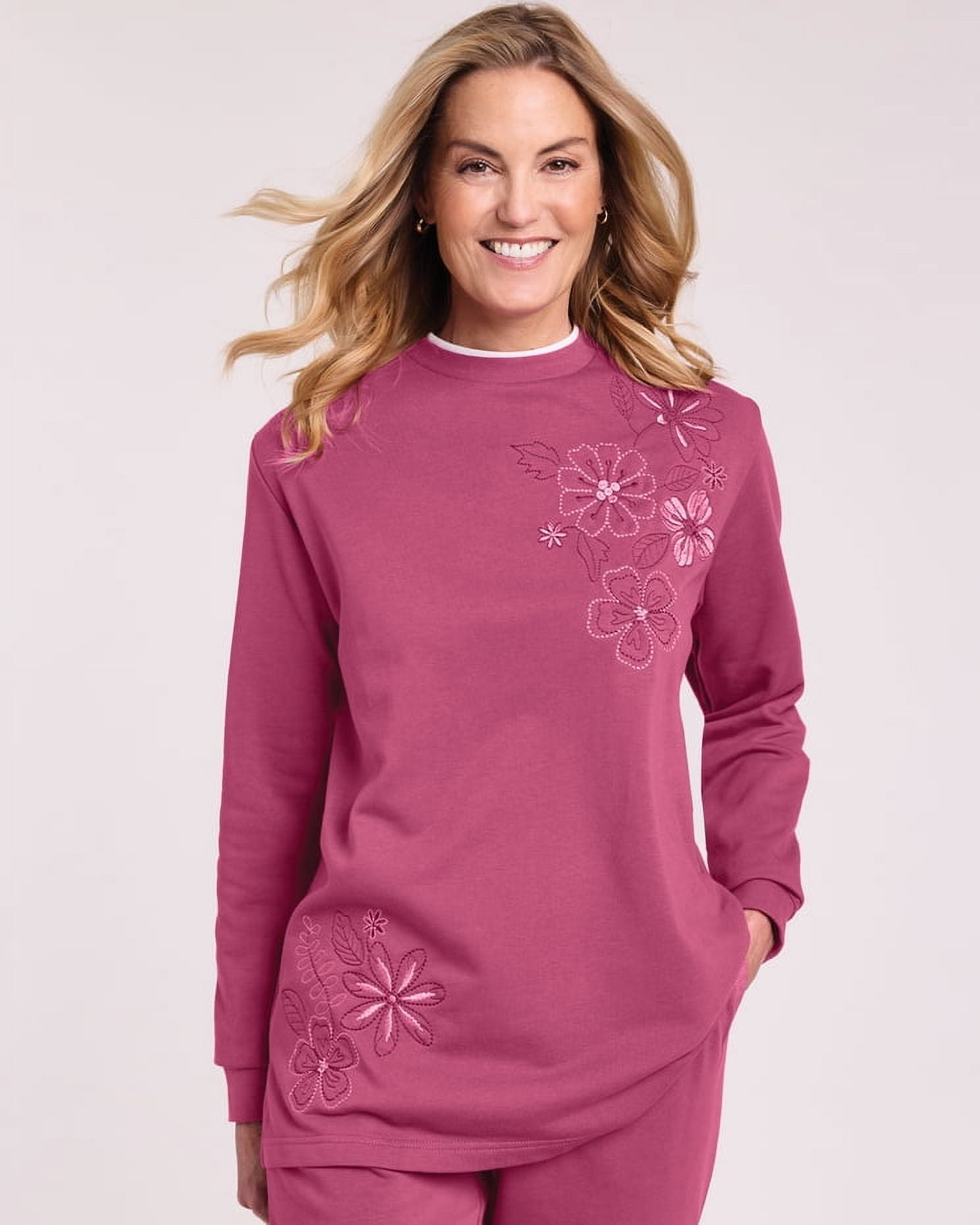 Blair Better-Than-Basic Embroidered Tunic Sweatshirt - Walmart.com