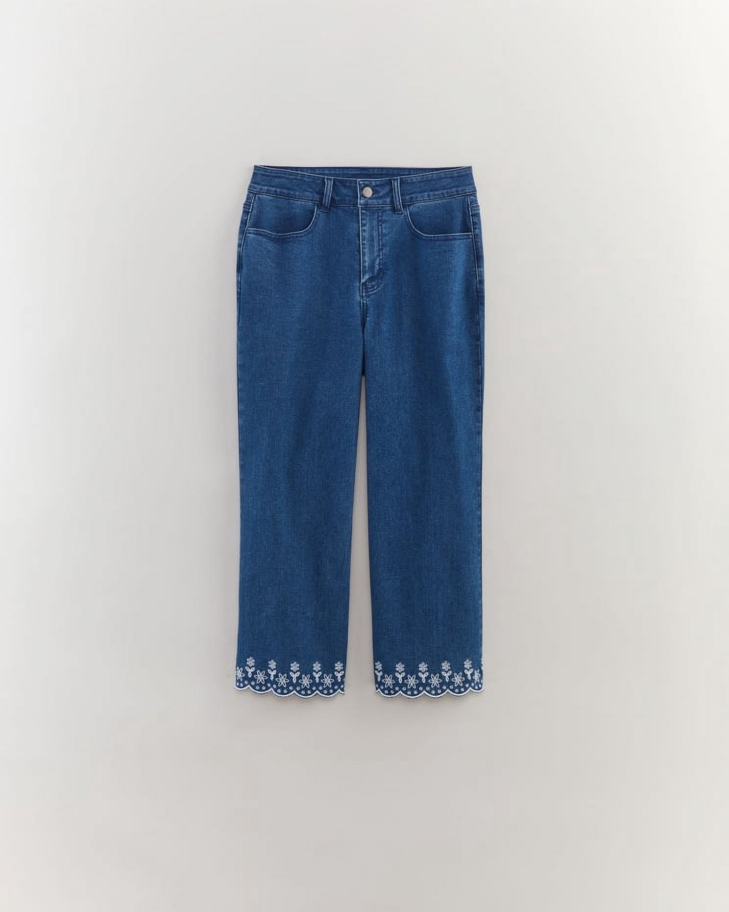 Blair Womens Denimease Eyelet Hem Crop Jeans - Walmart.com