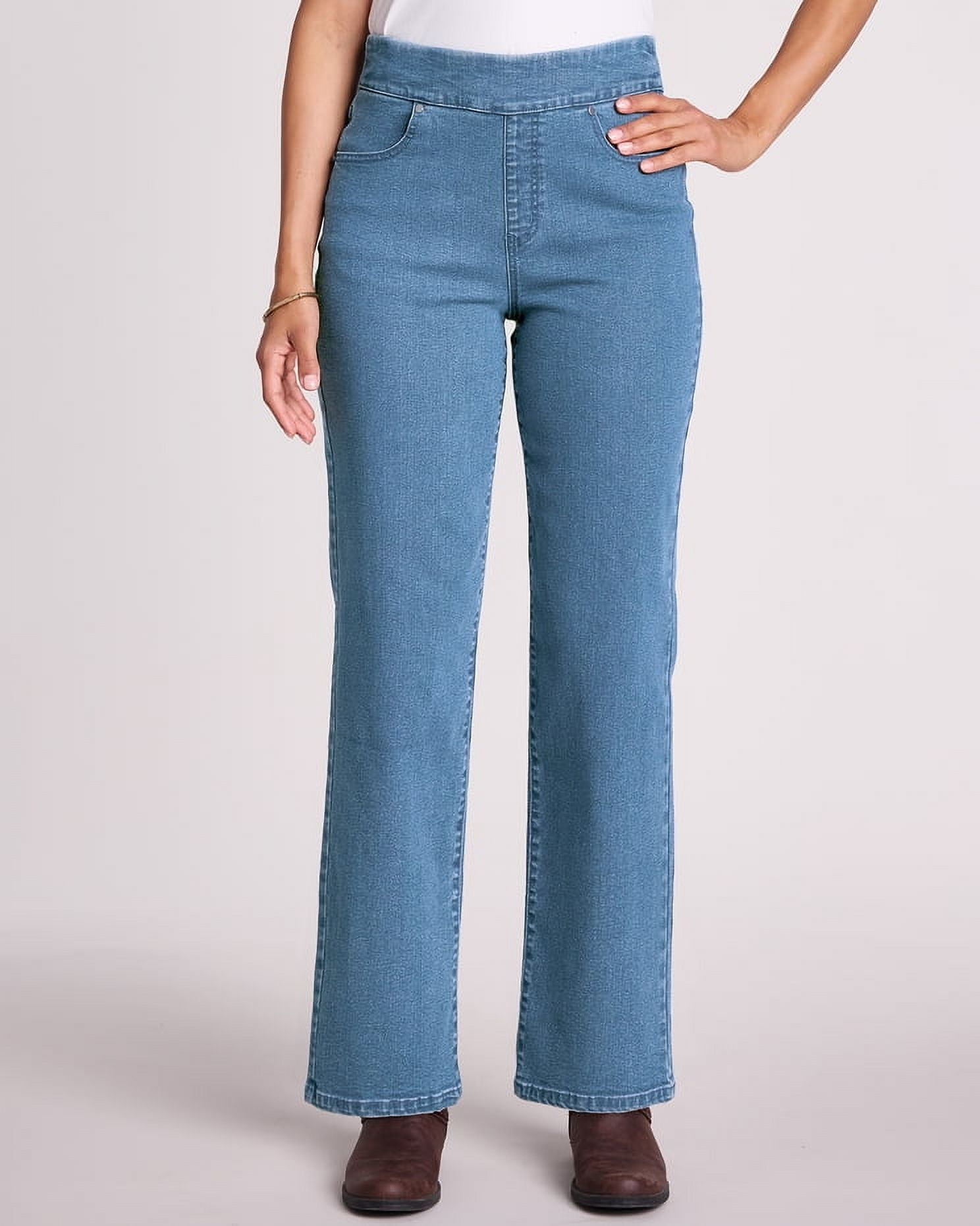 Blair Womens Denimease™ Flat Waist Wide Leg Jeans - Walmart.com