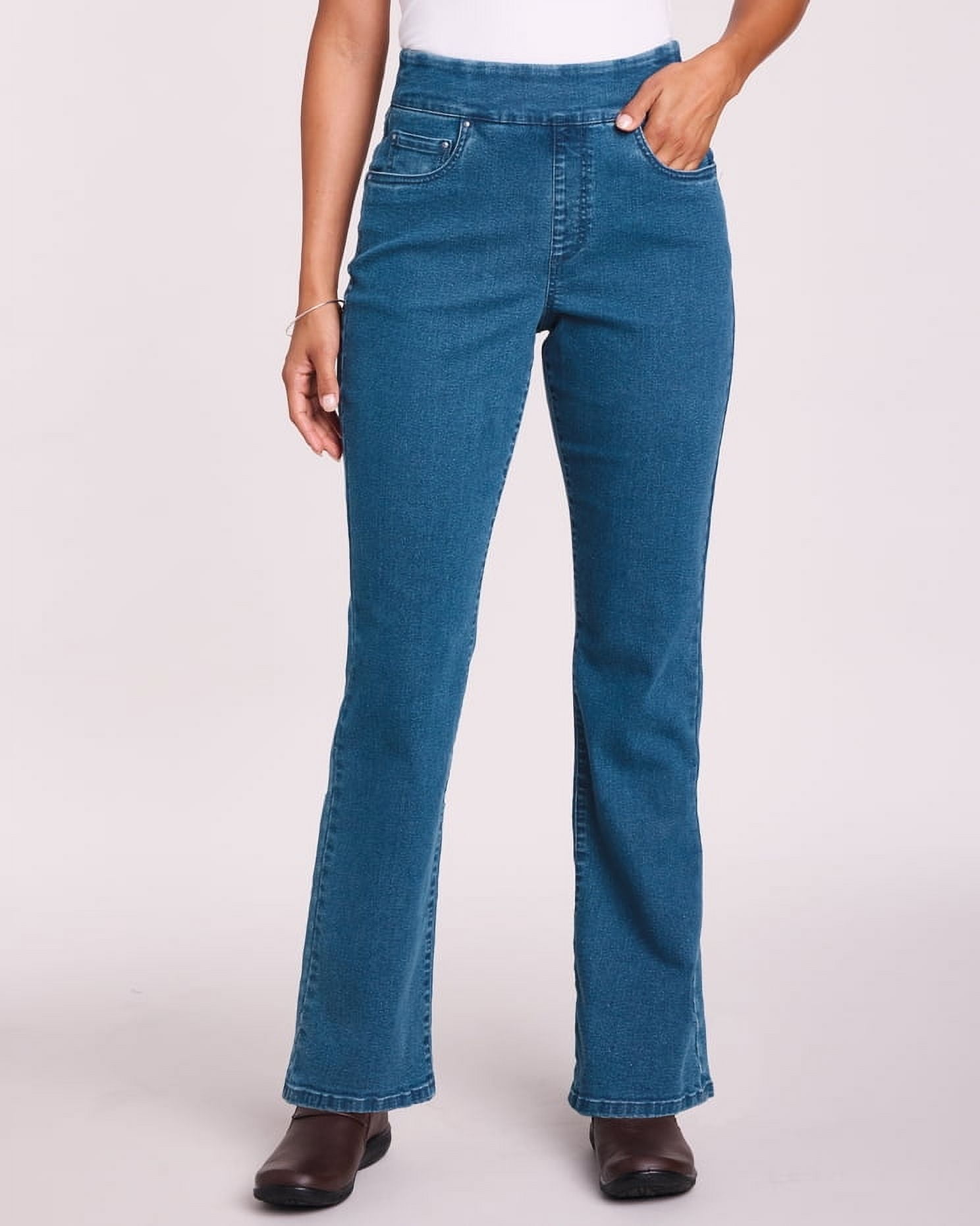 Blair Womens Denimease™ Petite Short Flat Waist Bootcut Jeans - Walmart.com