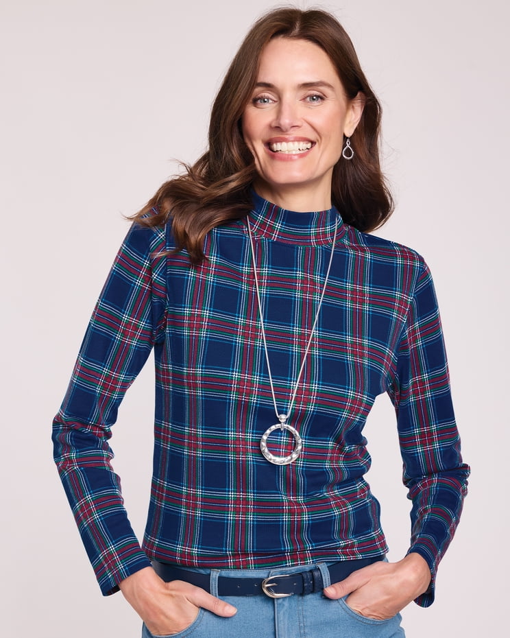 Blair Essential Knit Patterned Mock Top - Walmart.com