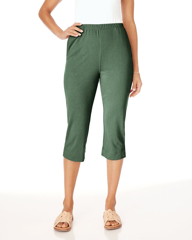 Blair Womens Essential Knit Pull-On Pedal Pushers - Walmart.com