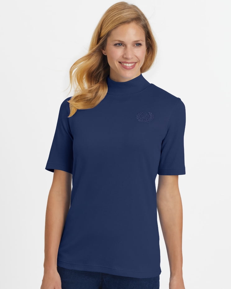 Blair Womens Essential Knit Short-Sleeve Mockneck Top - Walmart.com