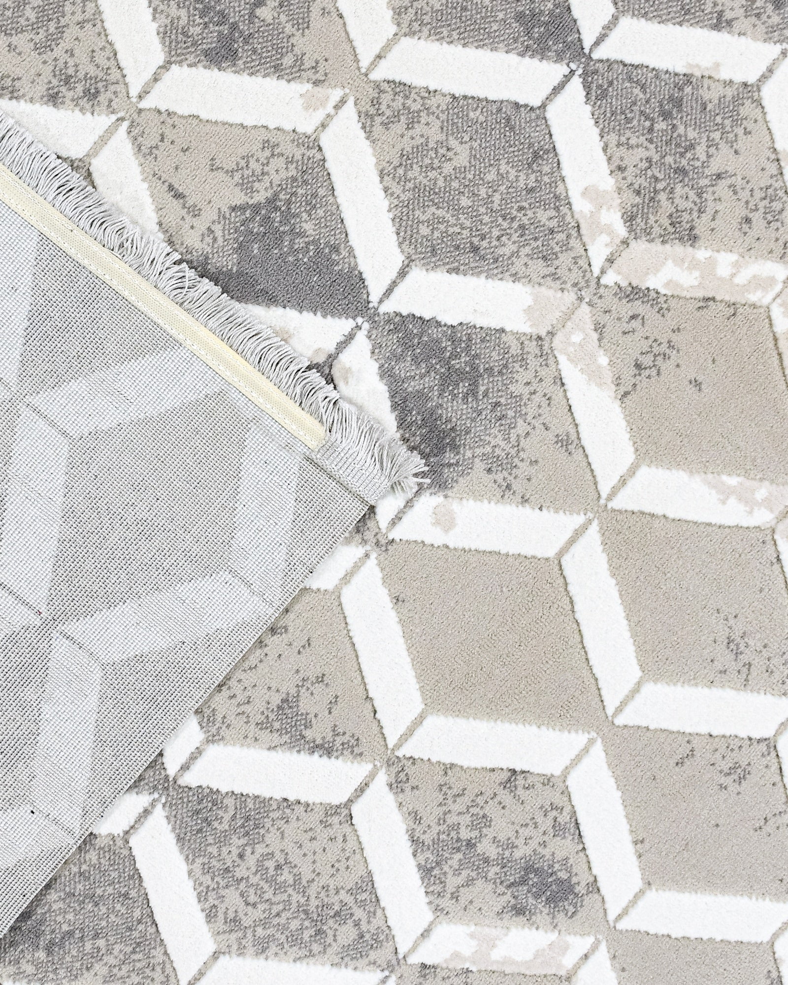 Blair Grey Geometric Polyester Area Rugs for Living Room Jacquard ...