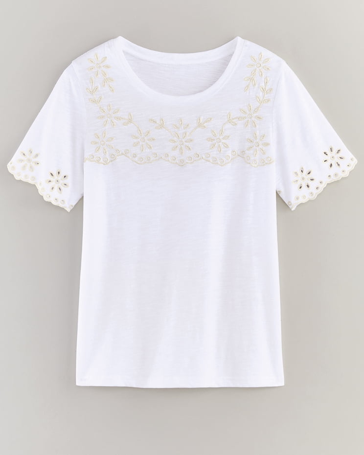 Blair Womens Slub Knit Embroidered Yoke Top - Walmart.com
