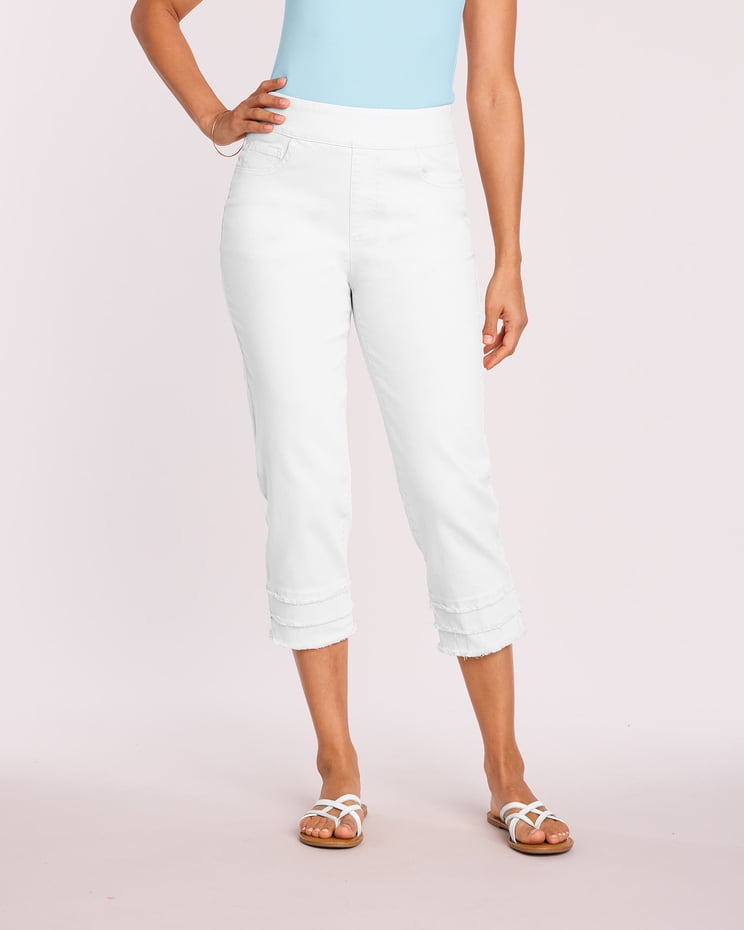 Blair Womens Denimease™ Frayed Hem Crop Jeans - Walmart.com