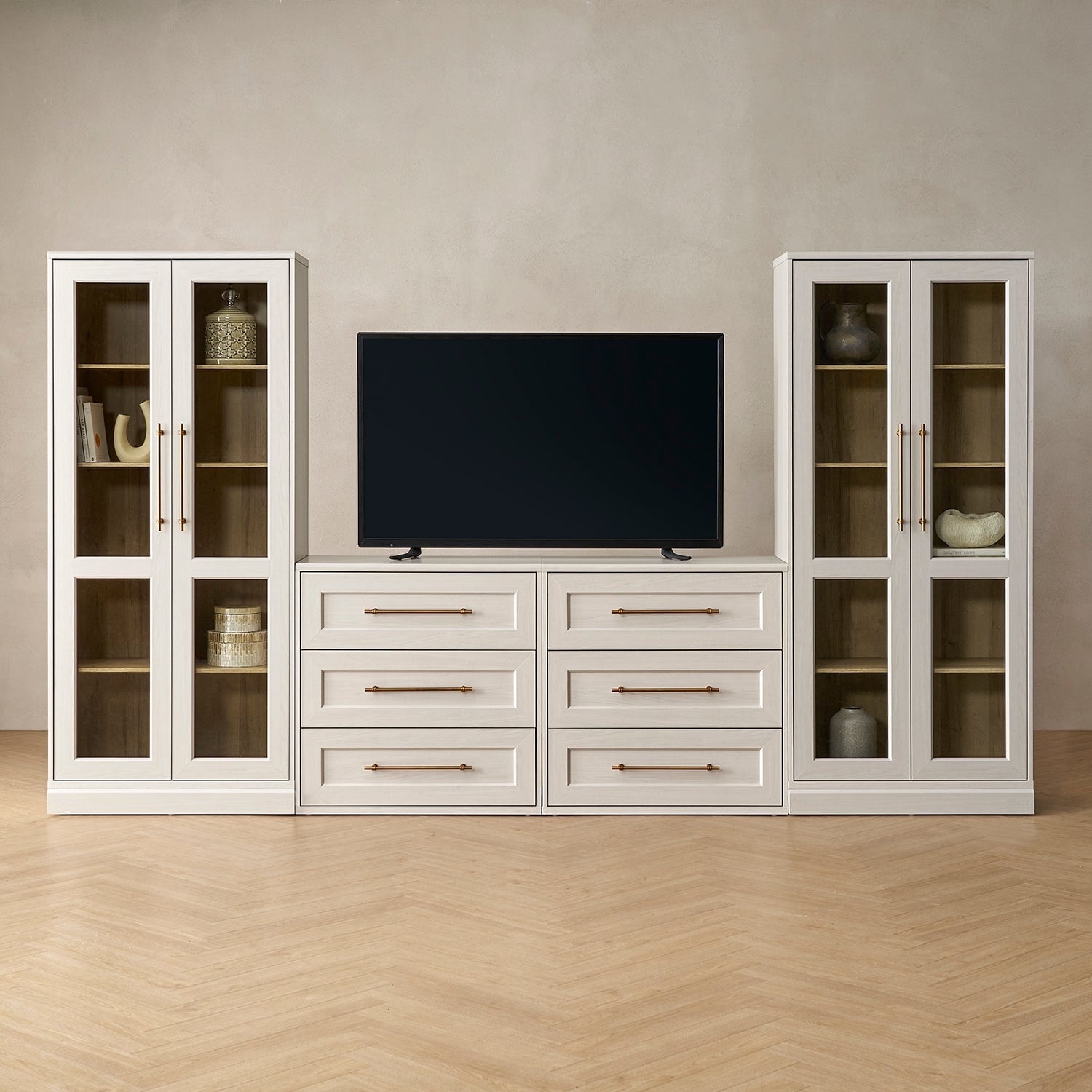 Blake 4 Piece Entertainment Center with Storage, Dresser TV Stand with ...