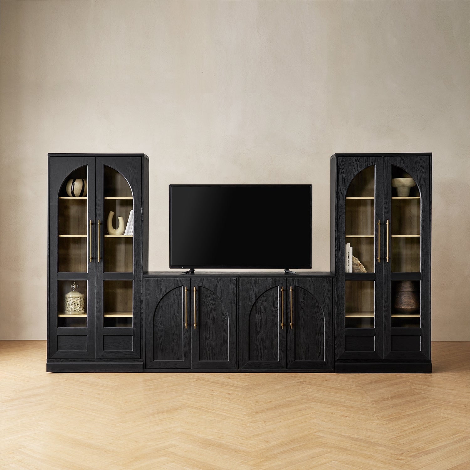 Blake 4 Piece Entertainment Center with Storage, TV Stand with Tall ...