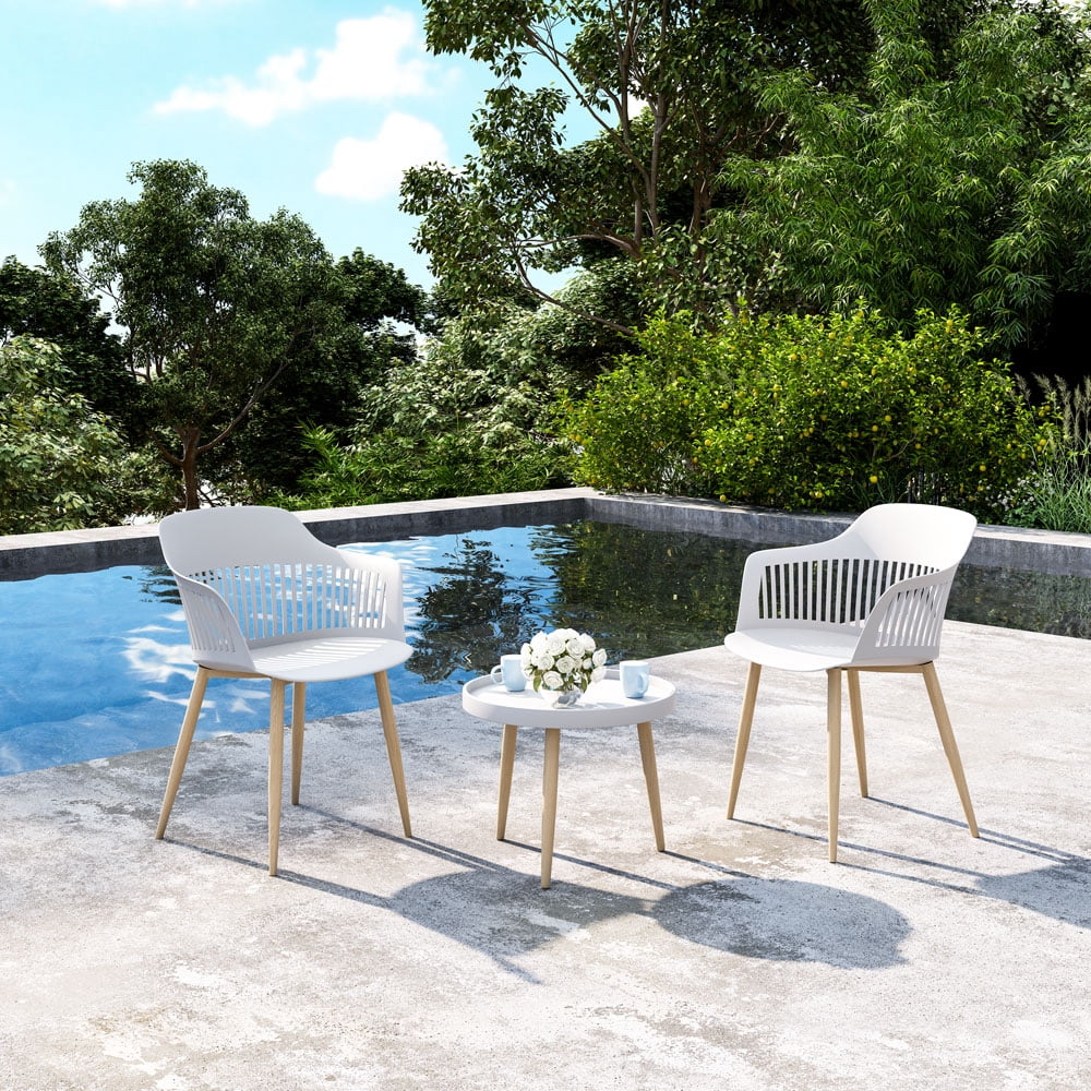 Blake Chair, Set of 2, White w/ Natural Legs - Walmart.com