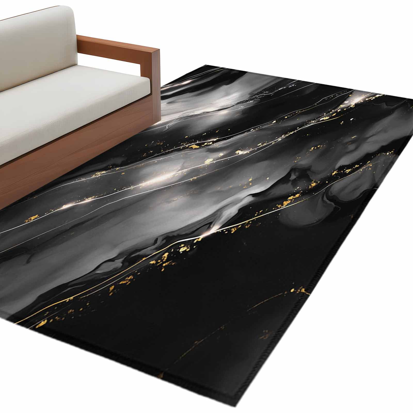 Blake Gray Marble 3'x5' Washable Rug, Modern Abstract Art Marble Crack ...