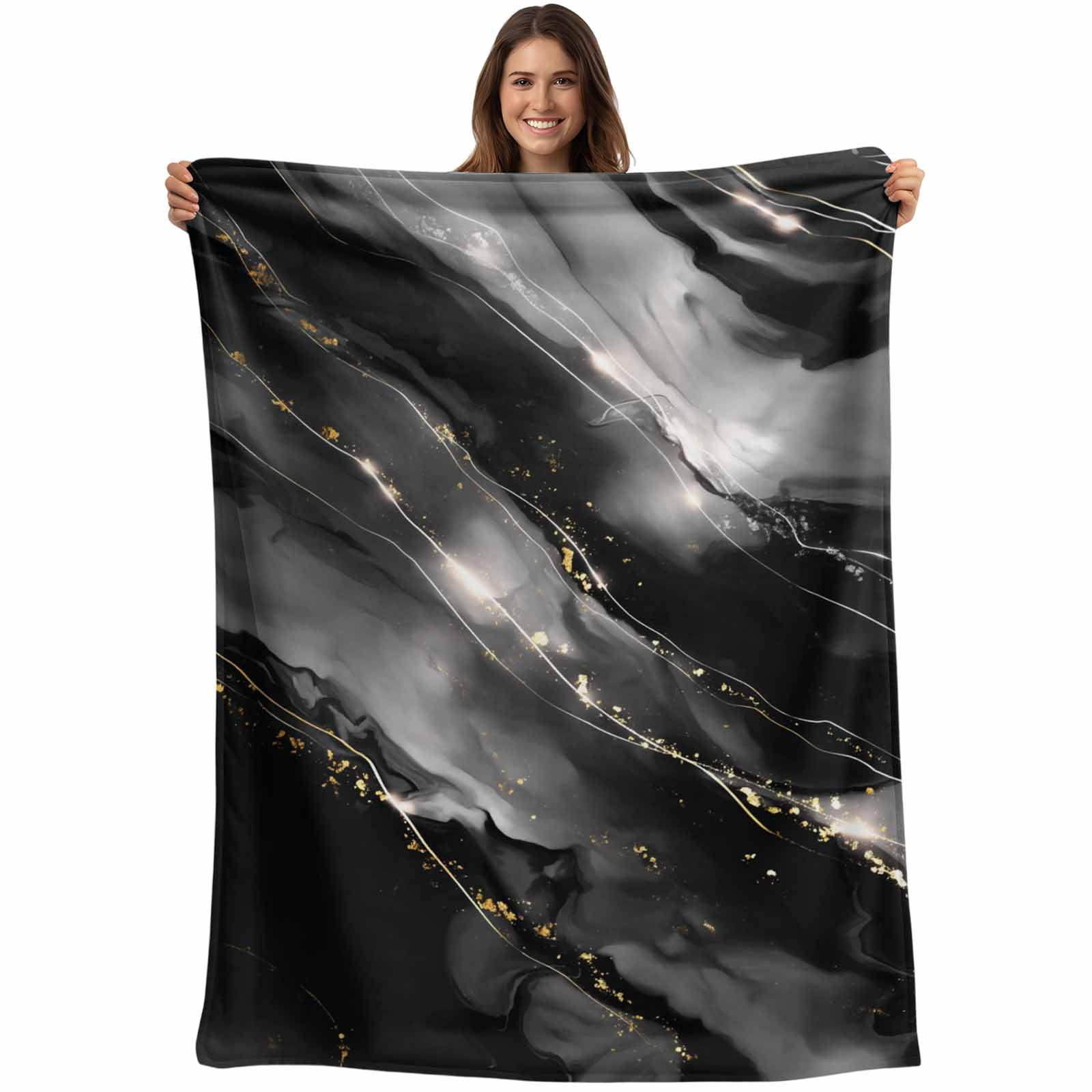 Blake Gray Marble Blanket Soft Cozy Warm Throw Blanket for Couch, Plush ...