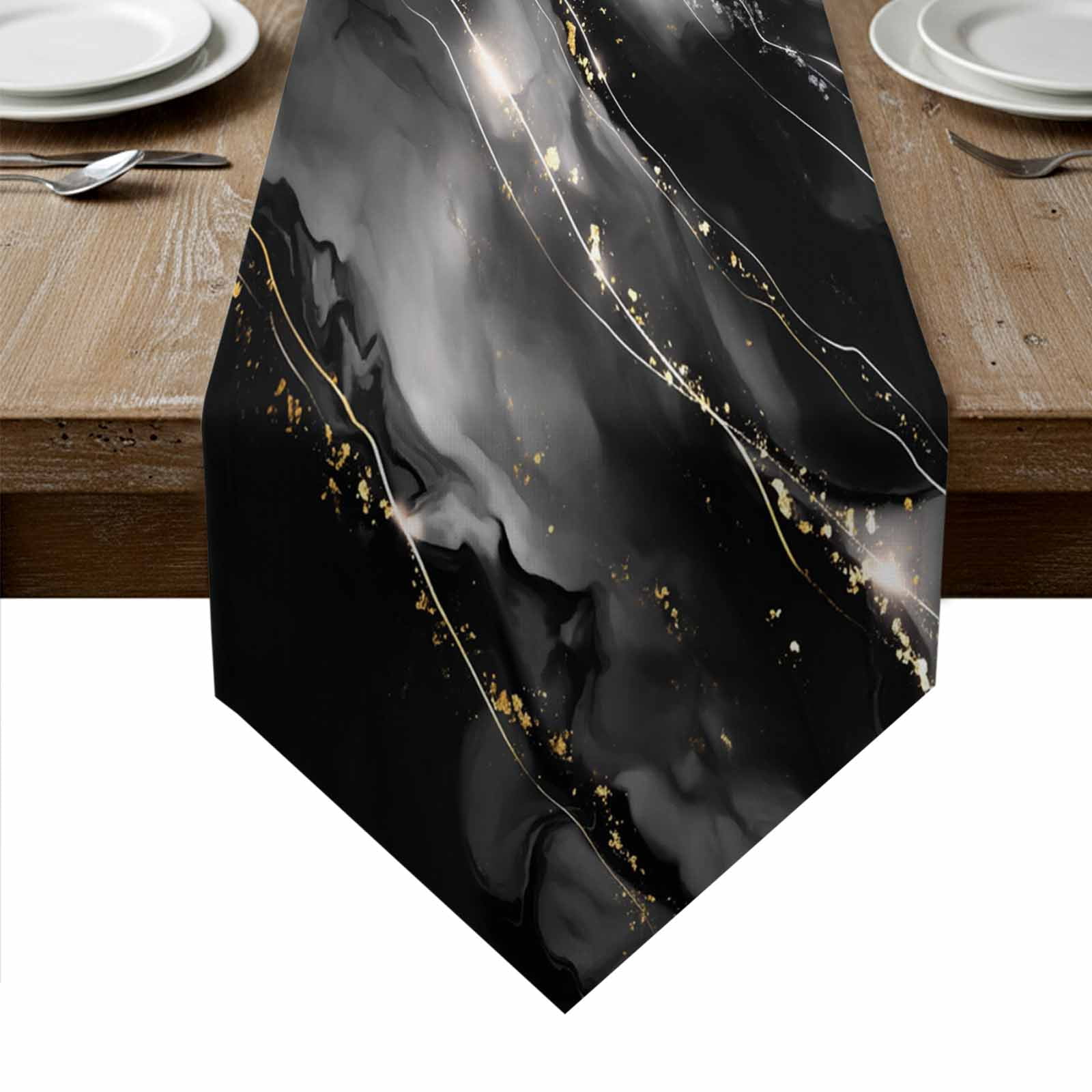 Blake Gray Marble Table Runner Linen Burlap Table Runner 90 Inches Long ...