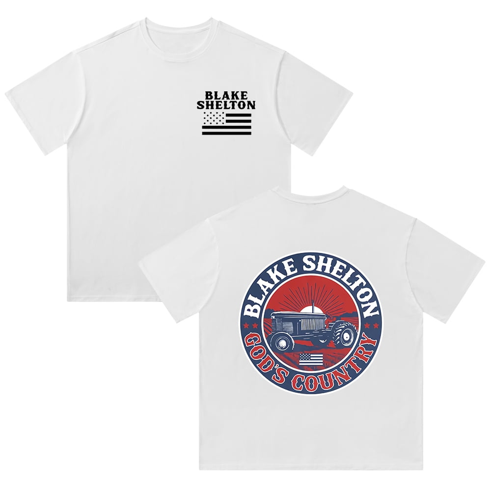 Blake Shelton Friends Heroes 2025 Tour Merch T-shirt Short Sleeve Men ...