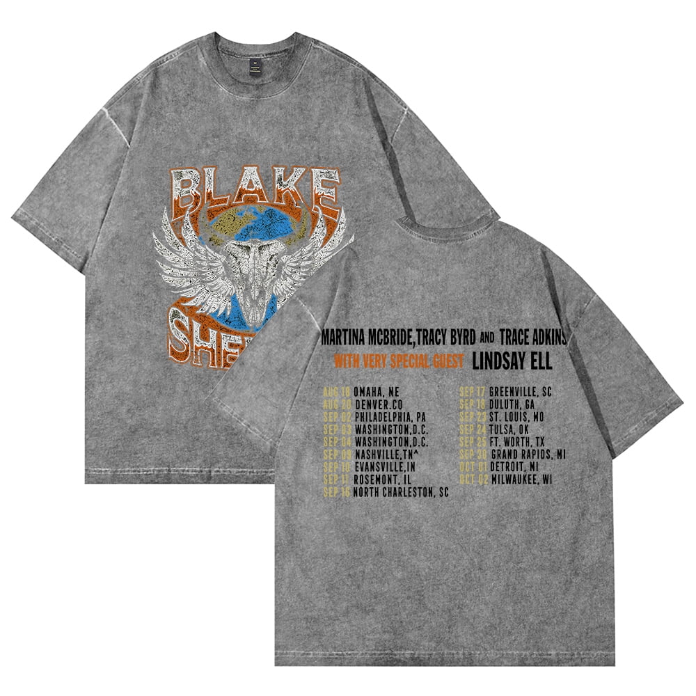 Blake Shelton Friends Heroes 2025 Tour Merch T-shirt Short Sleeve Men Women Vintage Fashion Hip ...