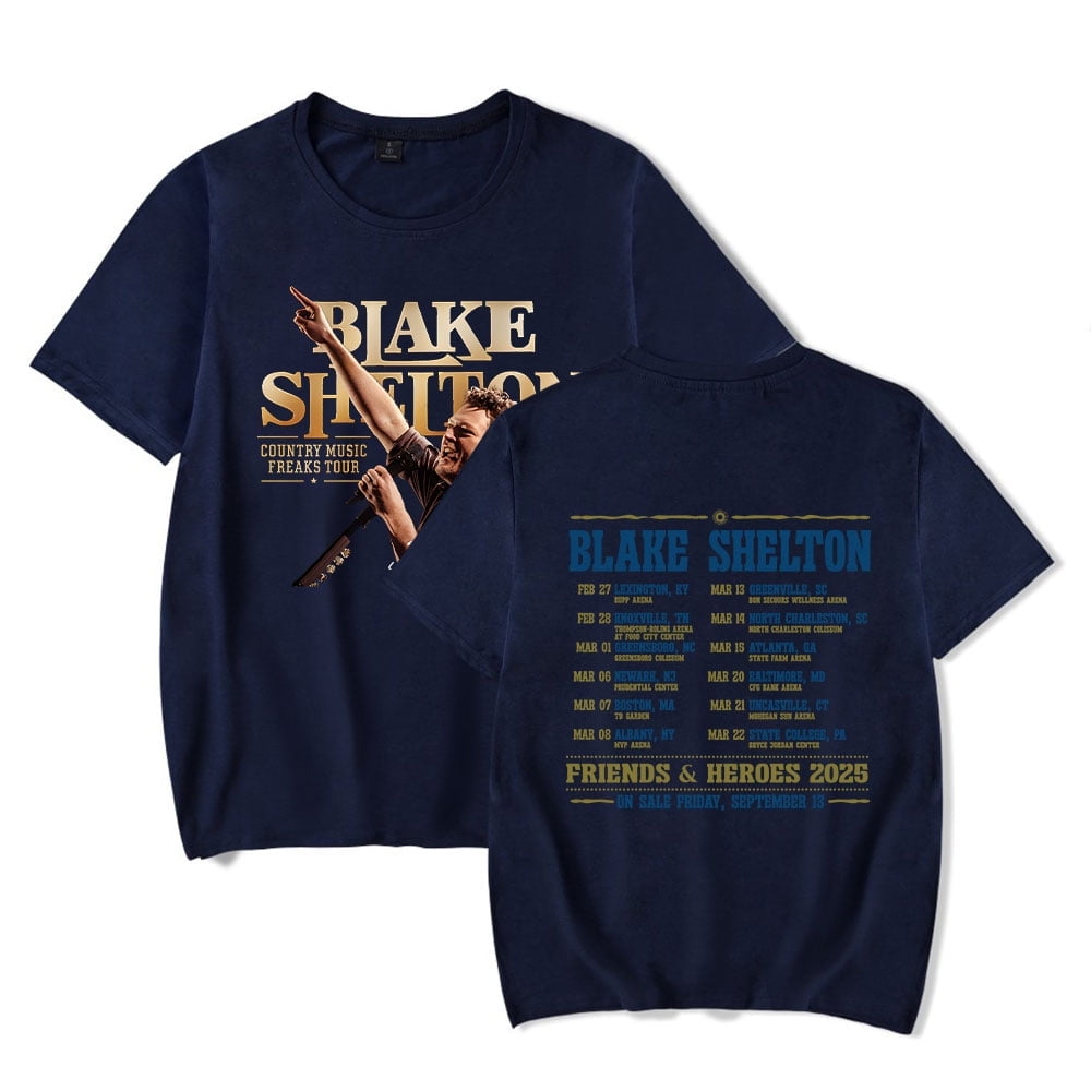 Blake Shelton Friends Heroes 2025 Tour Merch T-shirt short sleeved ...