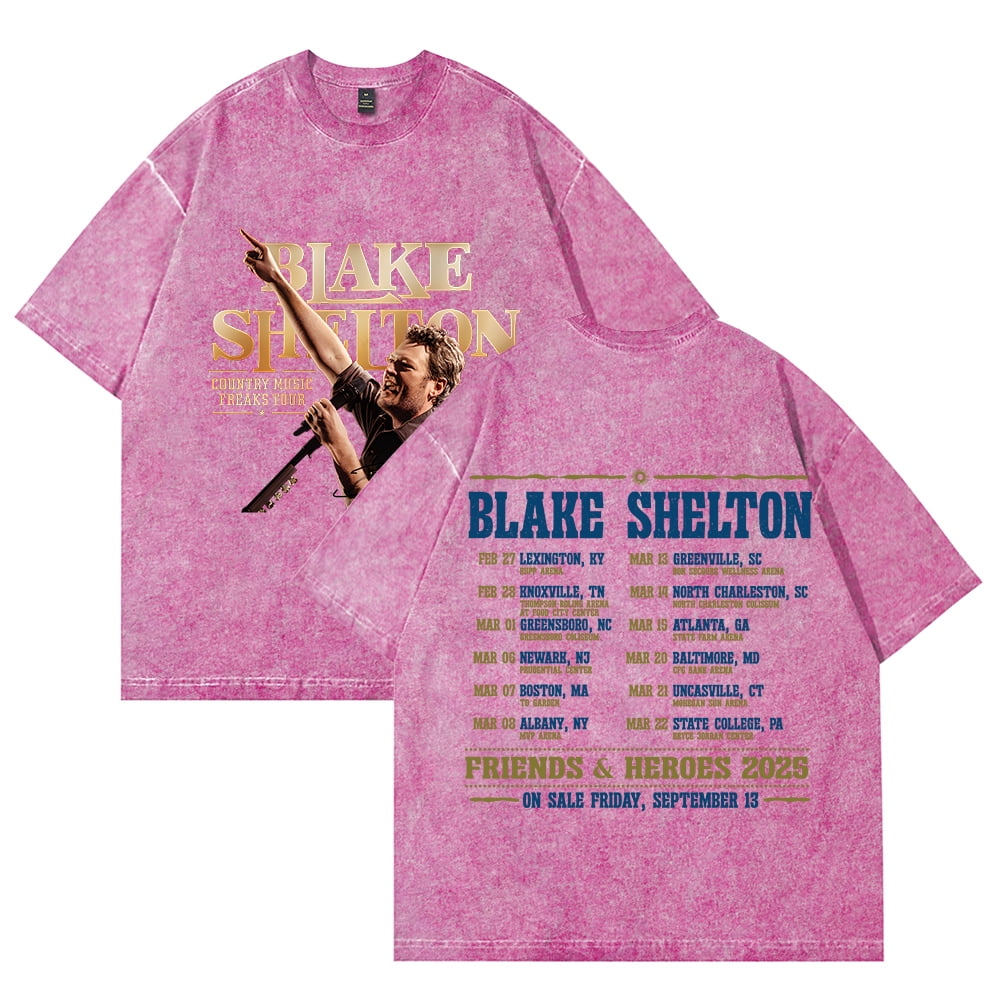 Blake Shelton Friends Heroes 2025 Tour Merch Vintage Wash Tee Cosplay ...