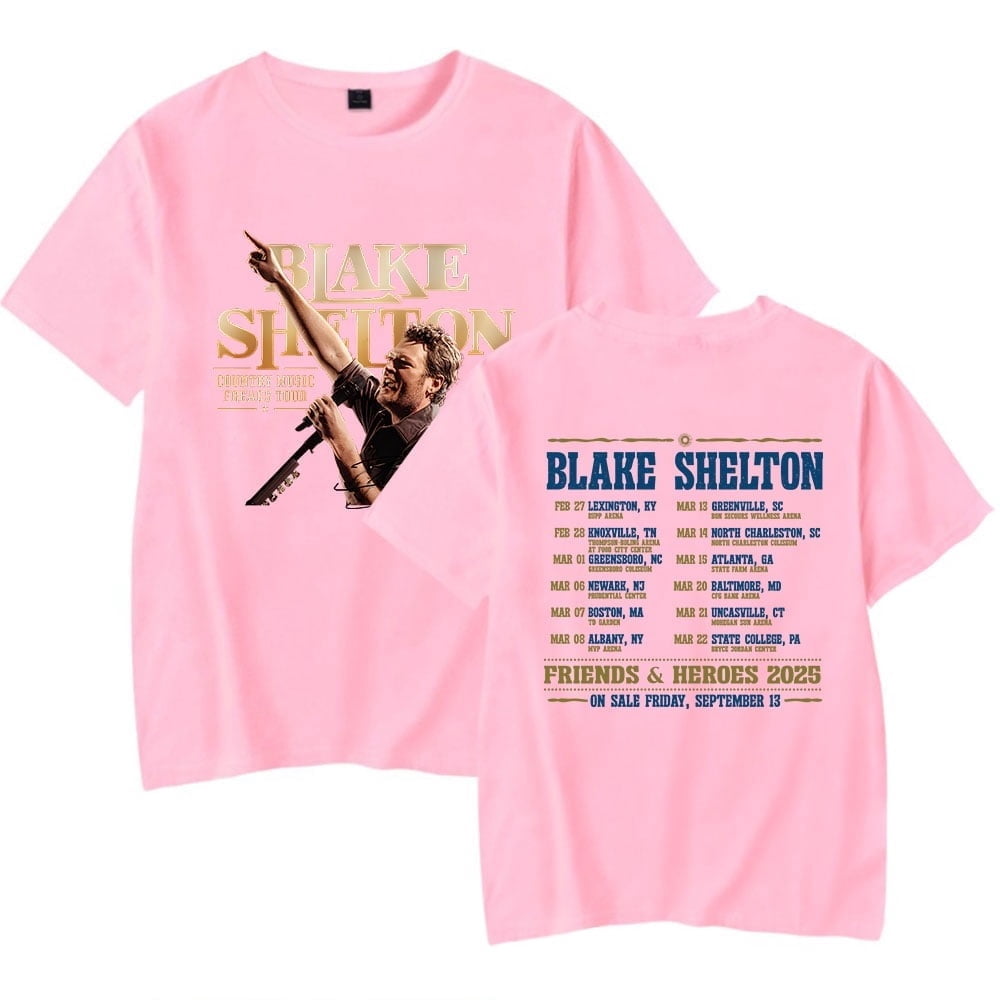 Blake Shelton Friends Heroes Tour Merch T-shirt Short Sleeved Unisex ...