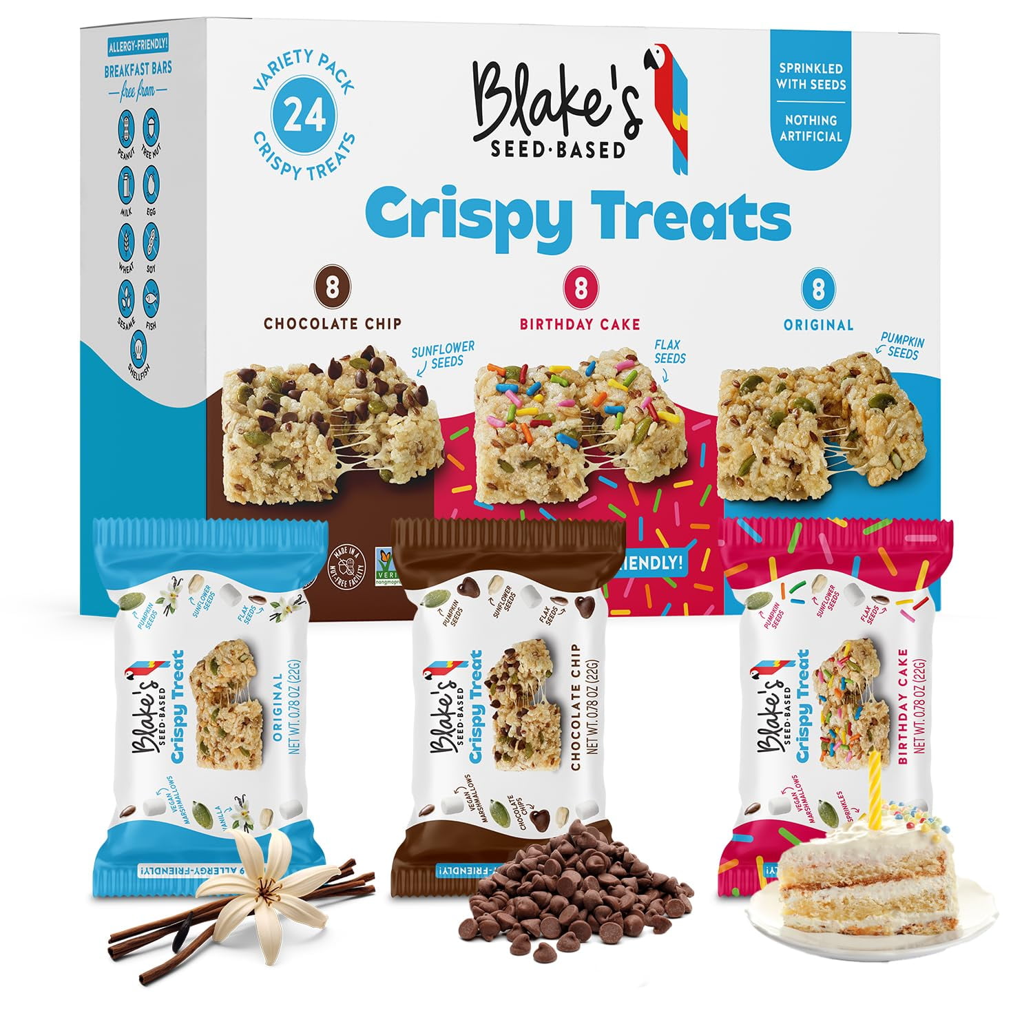 Blake’s Seed Based Crispy MSF2 Treats - Variety Pack (24 Count), Vegan ...