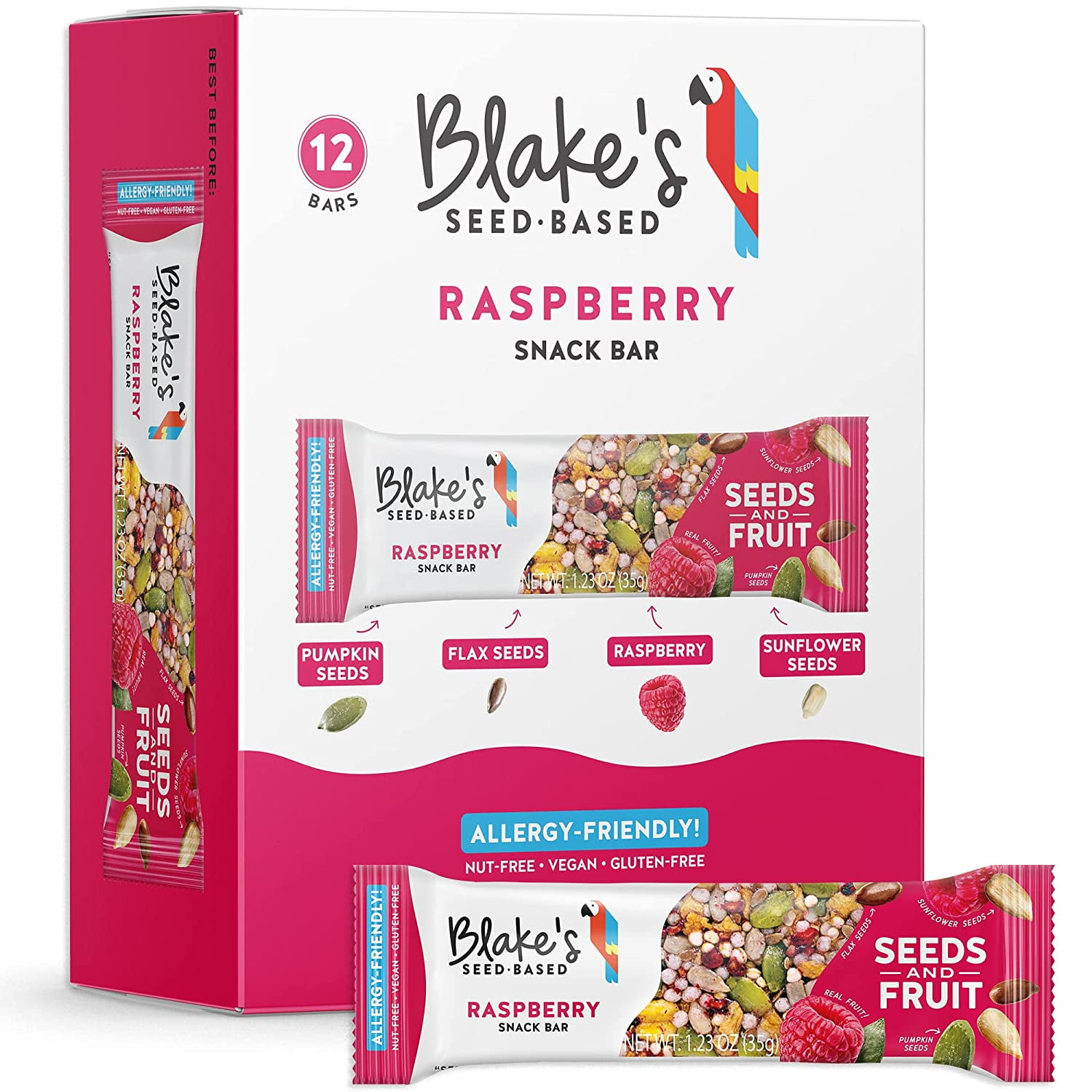 Blake’s Seed Based Raspberry Snack Bars, Vegan Healthy Grab-n-Go, 1.23 ...