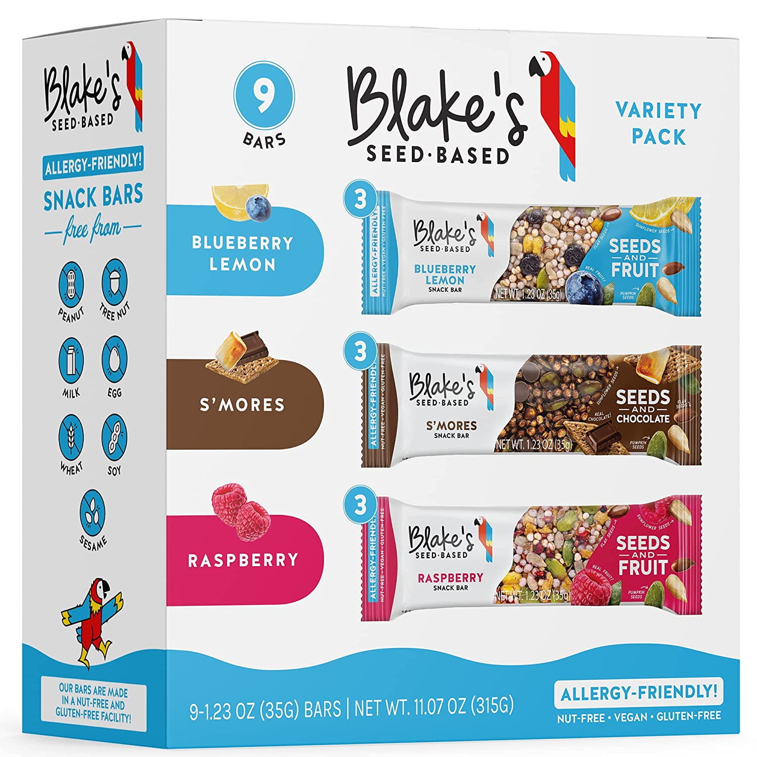 Blake’s Seed Based Snack Bars – Variety Pack 9 Ct, Top 9 Allergen Free ...