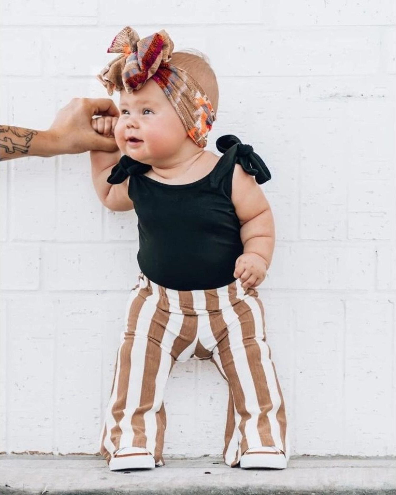 Blakely Boho Bell Bottoms - Tan Stripes - Walmart.com