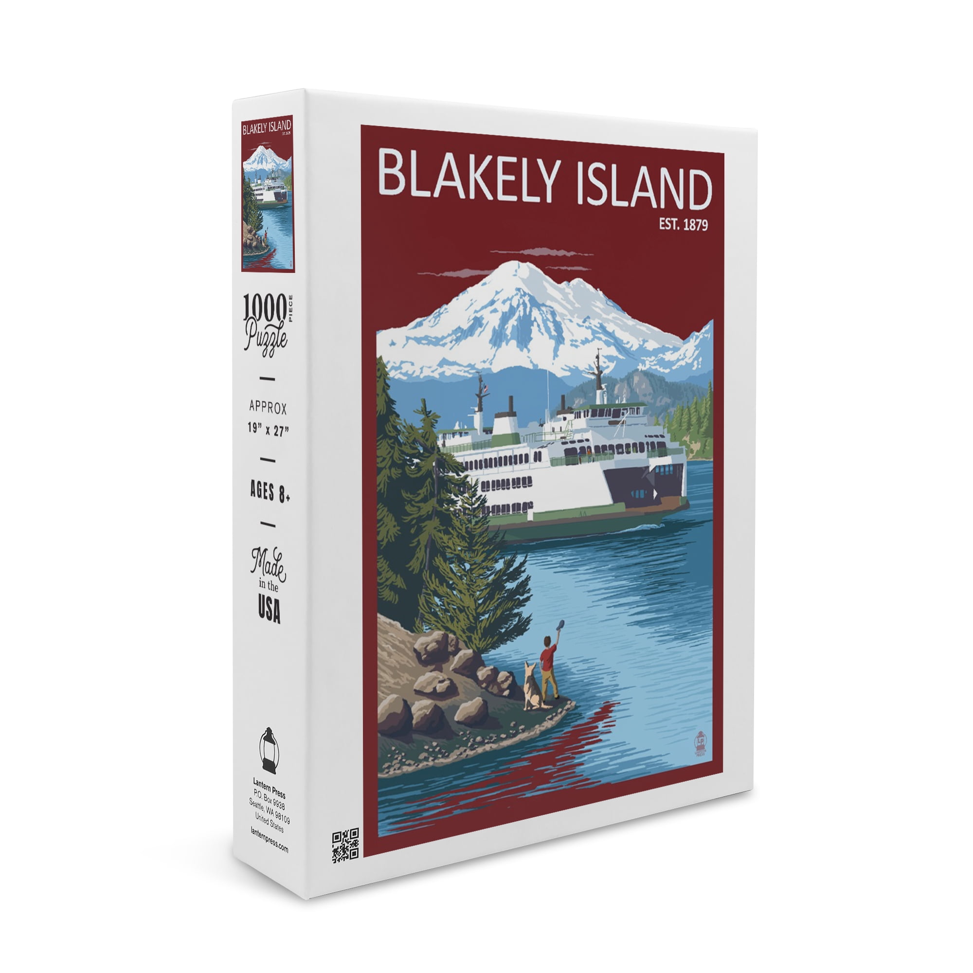 Blakely Island, Washington, Ferry in Passage with Boy Waving Scene ...