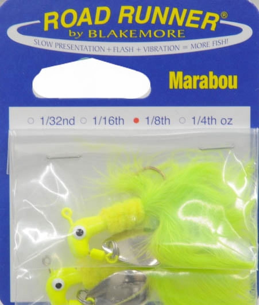 Blakemore B2-1003-012 Road Runner Marabou Jighead 1/8oz, Chartreuse ...