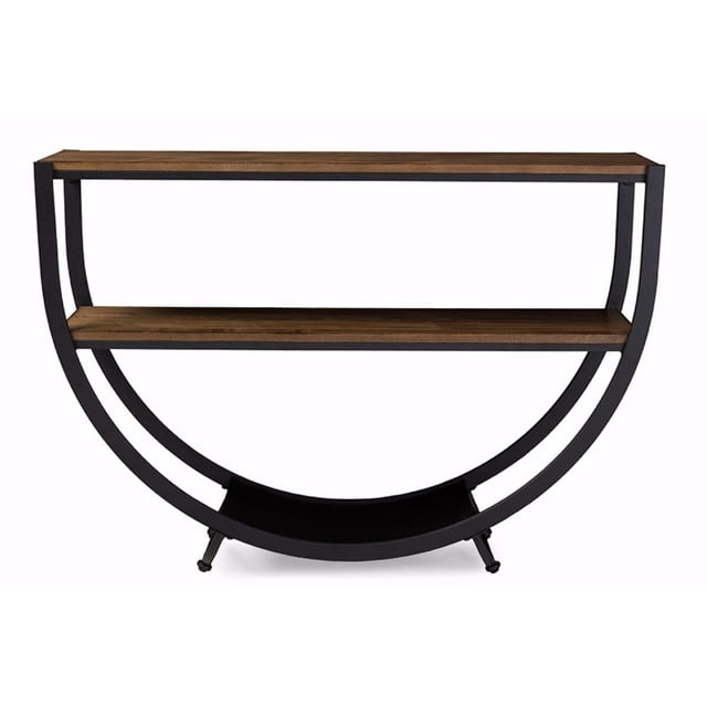 Blakes Rustic Industrial Style Black Textured Finish Metal Wood Console ...