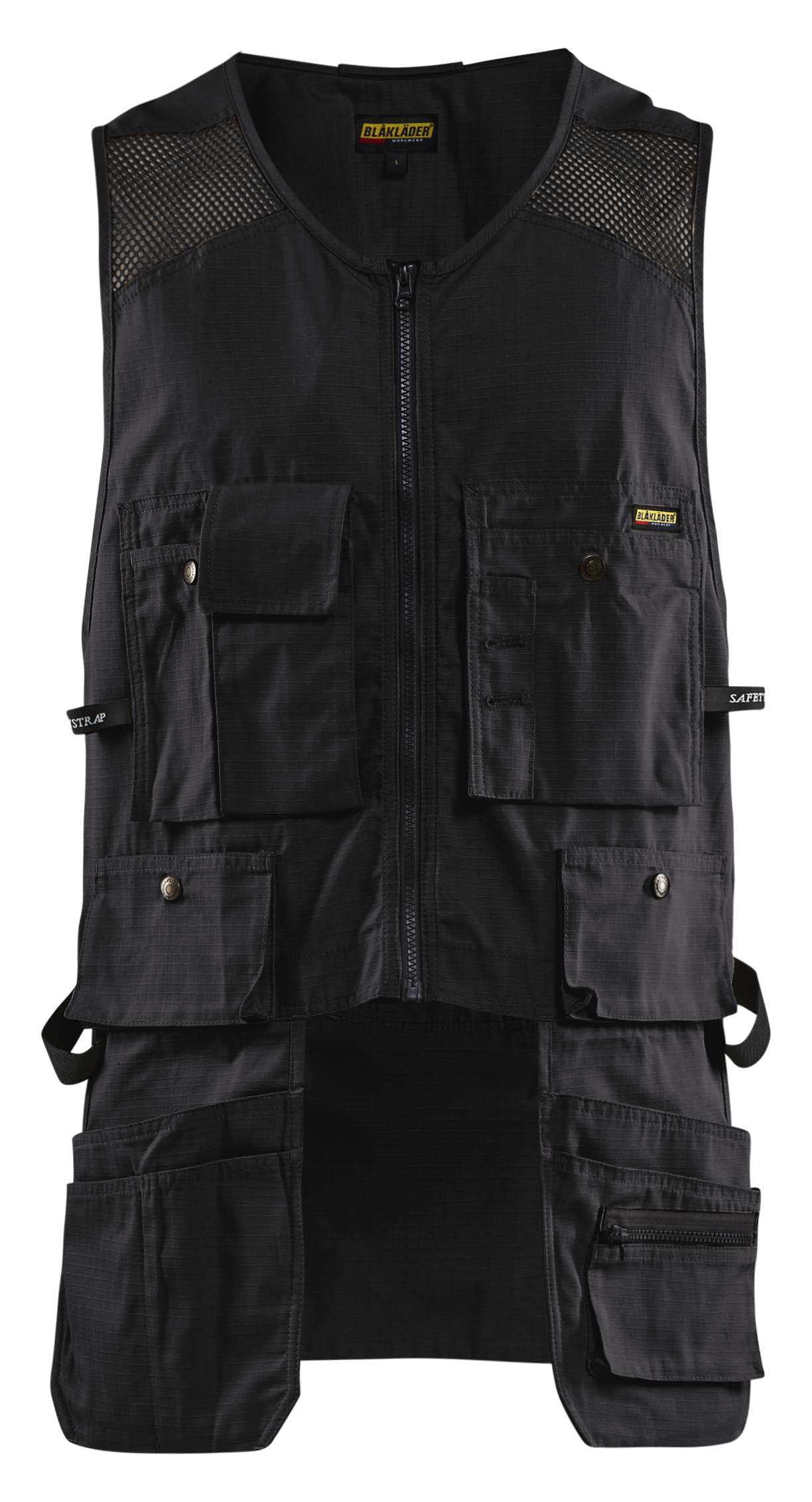 Blaklader Black Rip Stop Mesh Utility Vest for Carpentry Construction ...