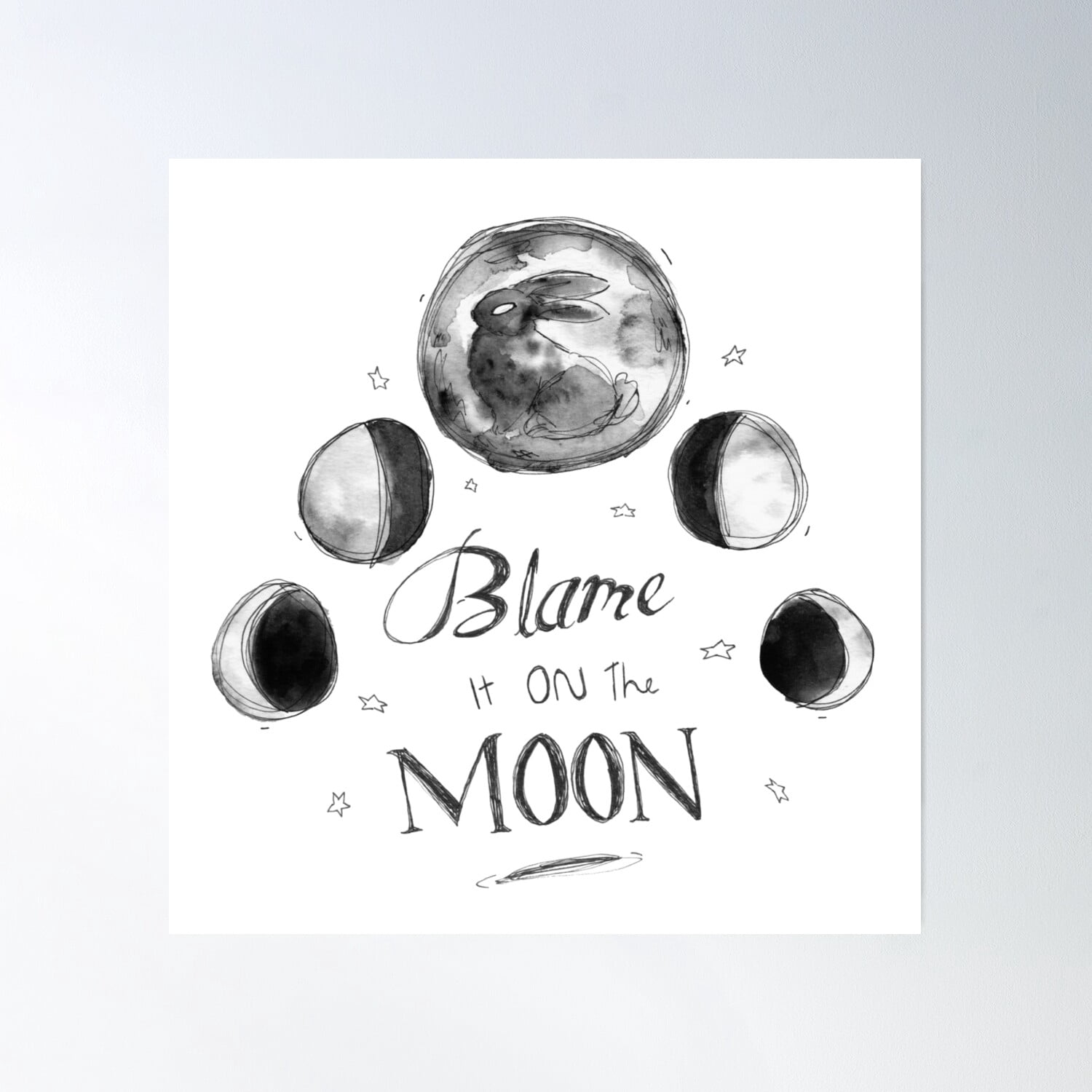 Blame It On The Moon Poster Wall Art, Modern Wall Decor, 30x30 UNFRAMED ...