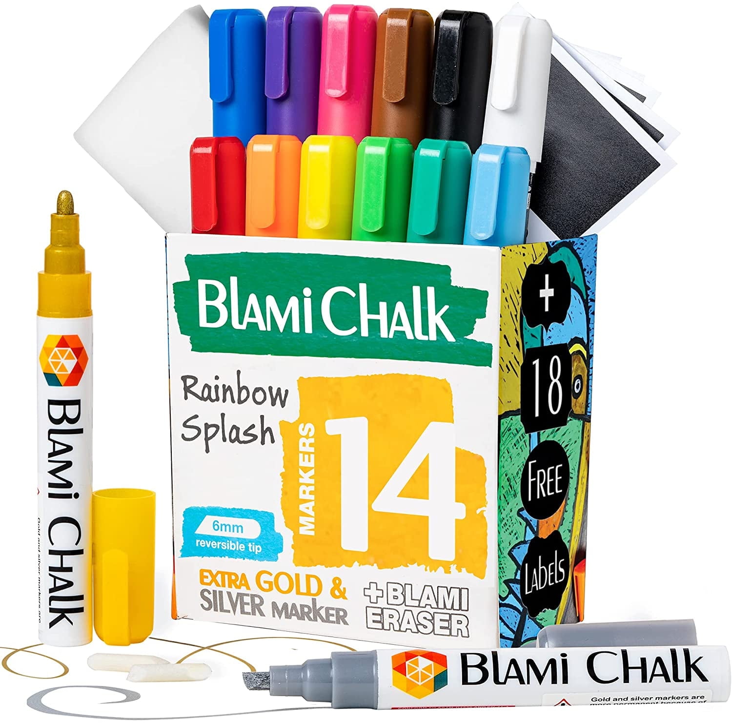 Blami Arts 14 Pack Bold Chalk Pens, Erasable Chalk Markers for Various ...
