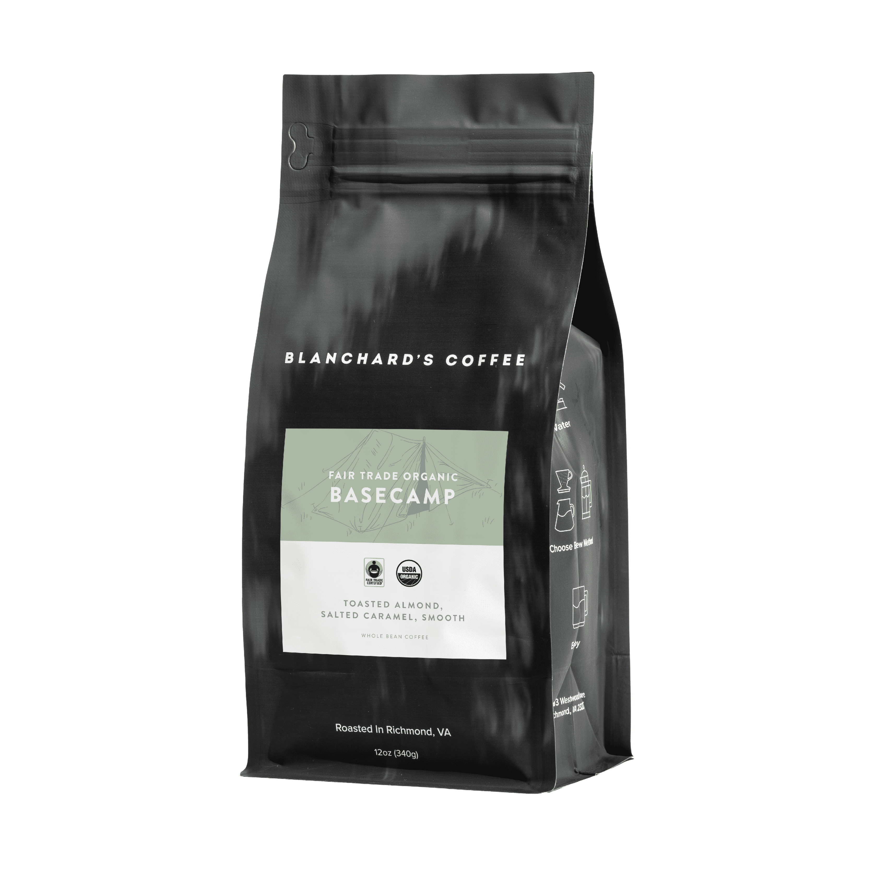 Blanchard's Coffee Organic Basecamp Blend Whole Bean 12oz Bag Caffeinated Coffee - Walmart.com