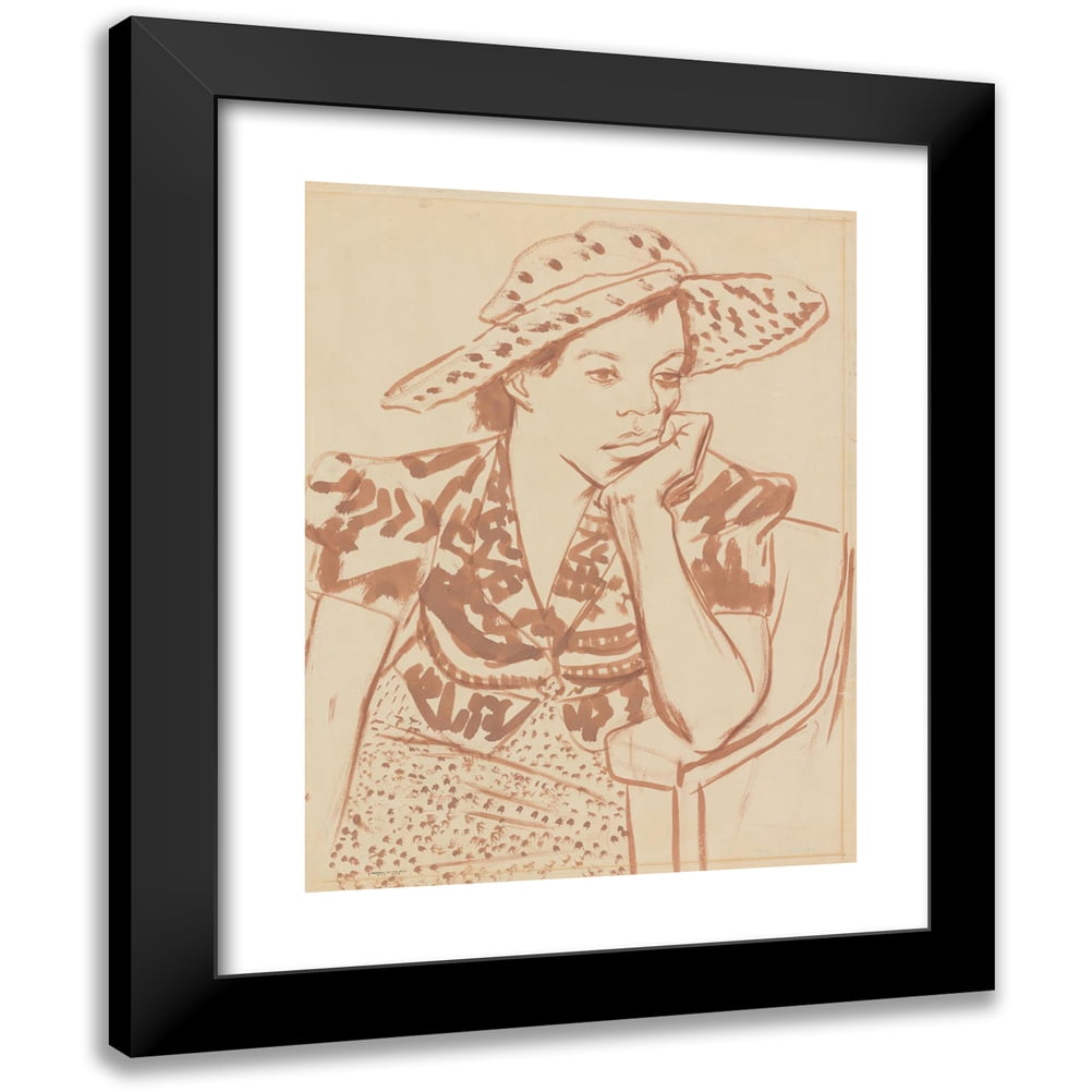Blanche Grambs 19x24 Black Modern Framed Museum Art Print Titled - Seated Woman with Hat at ...