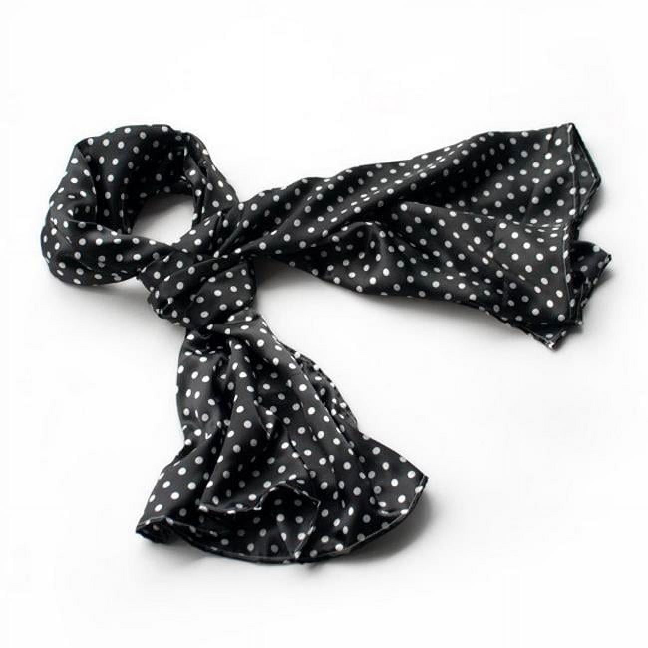 Blancho Black Background Small Cute White Dot Design Soft Silk Scarf ...