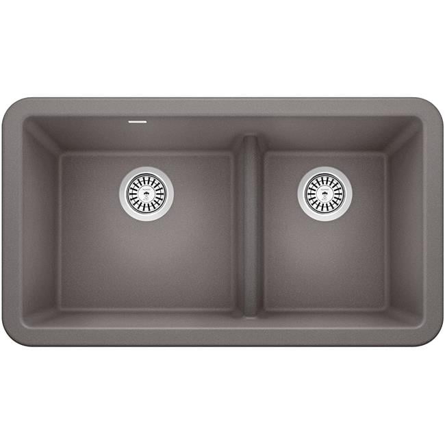 Blanco 402322 Ikon 33" Farmhouse Double Basin Silgranit Kitchen Sink ...