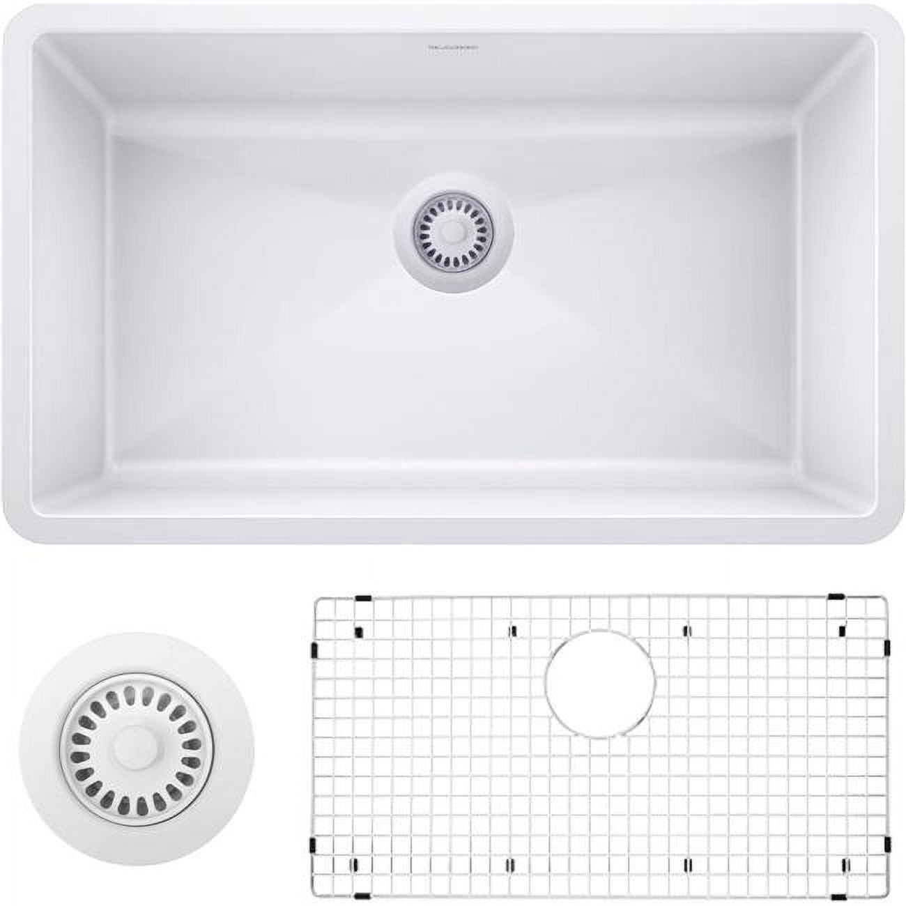 Blanco 32 in. Super Single Basin Kitchen Sink with Grid, Basket ...