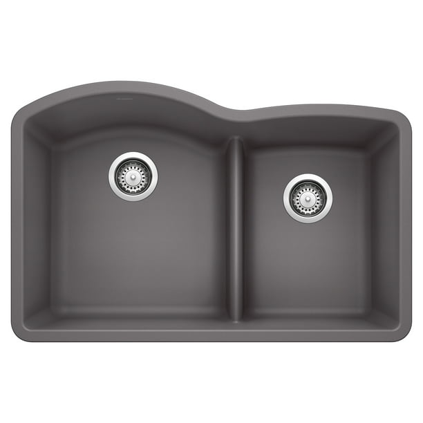 Blanco DIAMOND 1-3/4 with Low Divide SILGRANIT Sink Cinder - Walmart.com