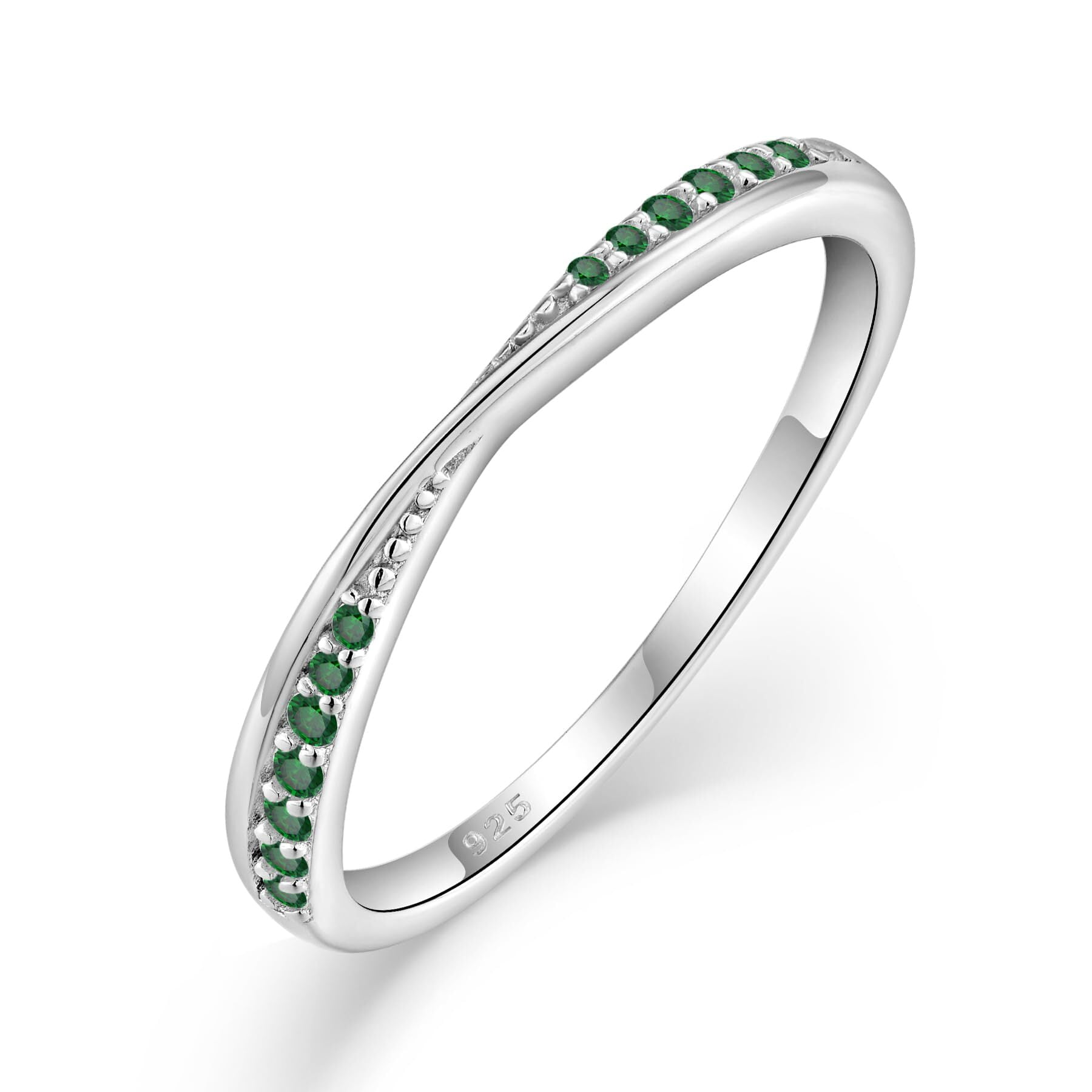 Blaniy Stackable Wedding Band 925 Sterling Silver Emerald Promise Rings Engagement Anniversary ...