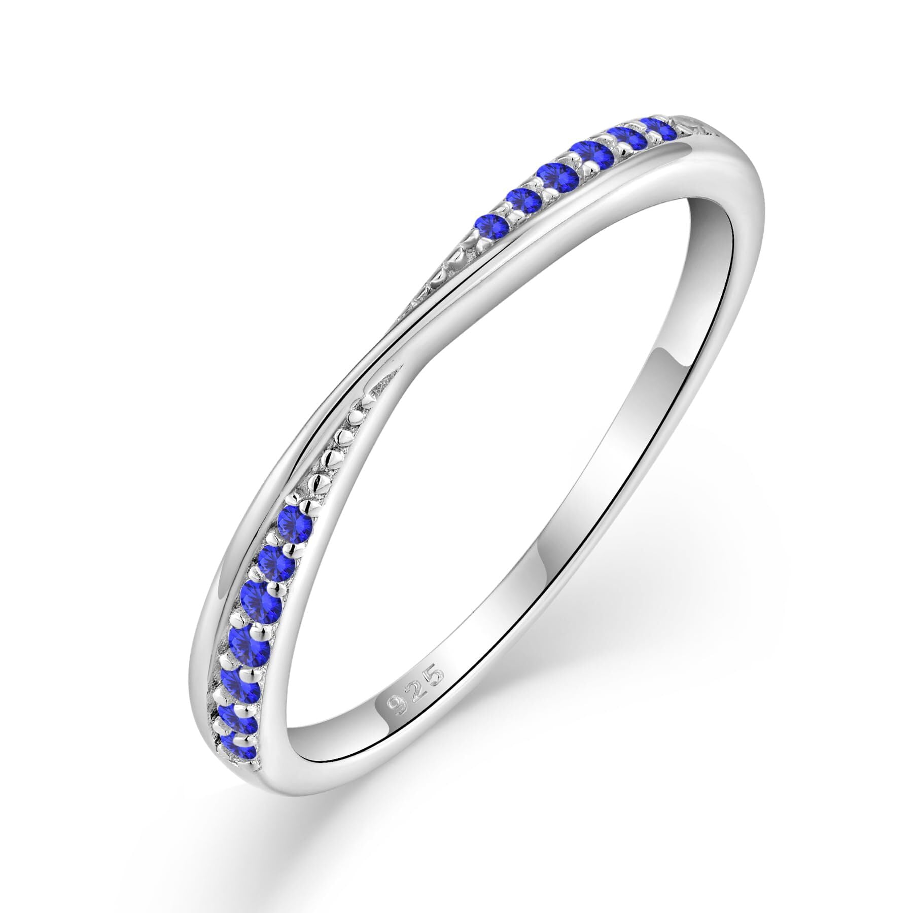 Blaniy Stackable Wedding Band 925 Sterling Silver Sapphire Promise ...