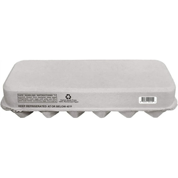 Blank 12-Egg Flat Top Paper Pulp Egg Carton with Nutrition Facts, Safe ...