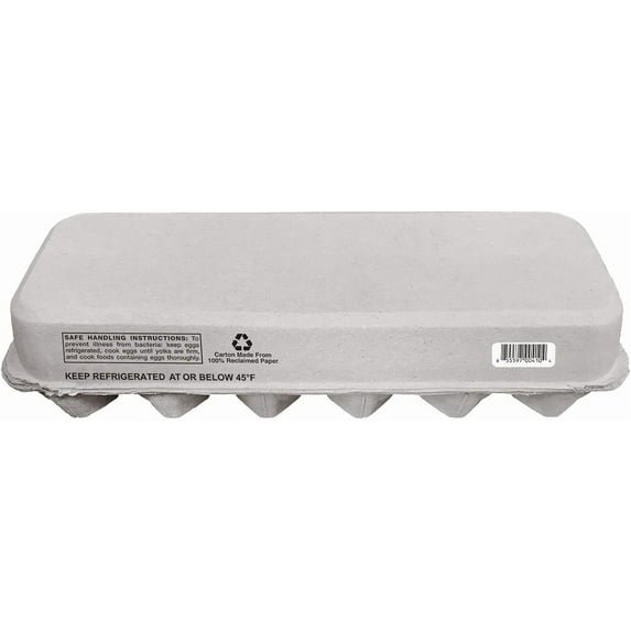 Blank 12-Egg Flat Top Paper Pulp Egg Carton with Nutrition Facts, Safe ...