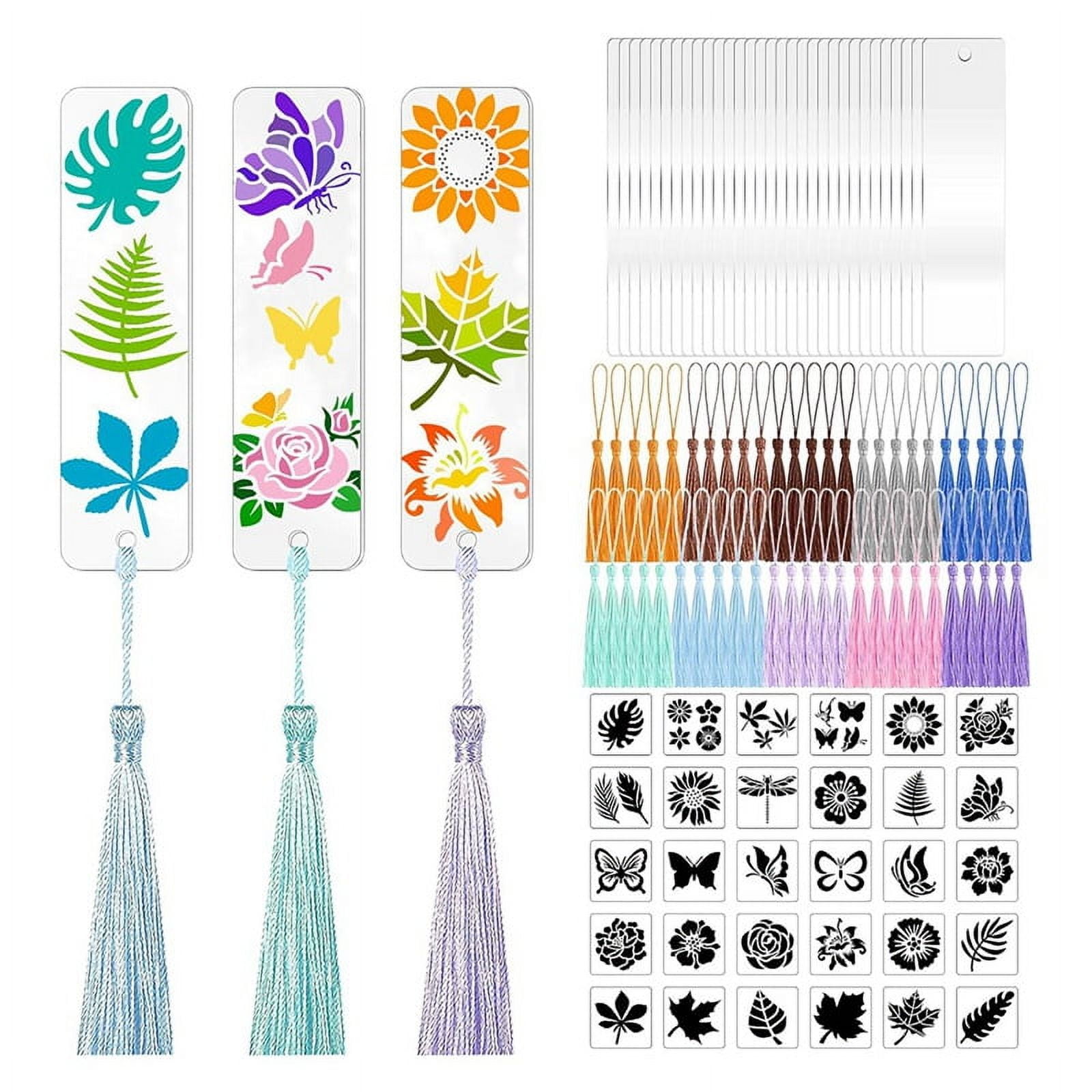Blank Acrylic Bookmark Set, Clear Bookmark, Colorful Tasseland Painting ...