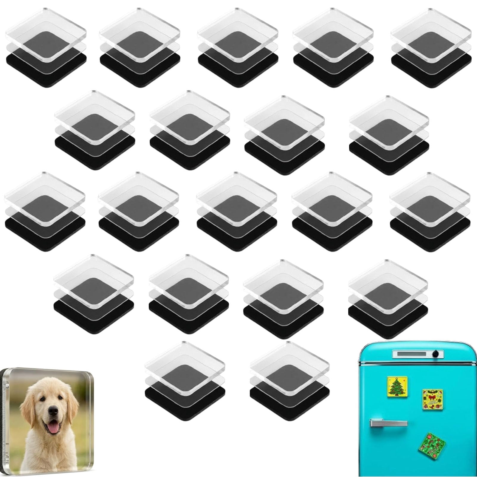 Blank Acrylic Fridge Magnets, 10 Pack 2"x2" Clear Square DIY Photo ...