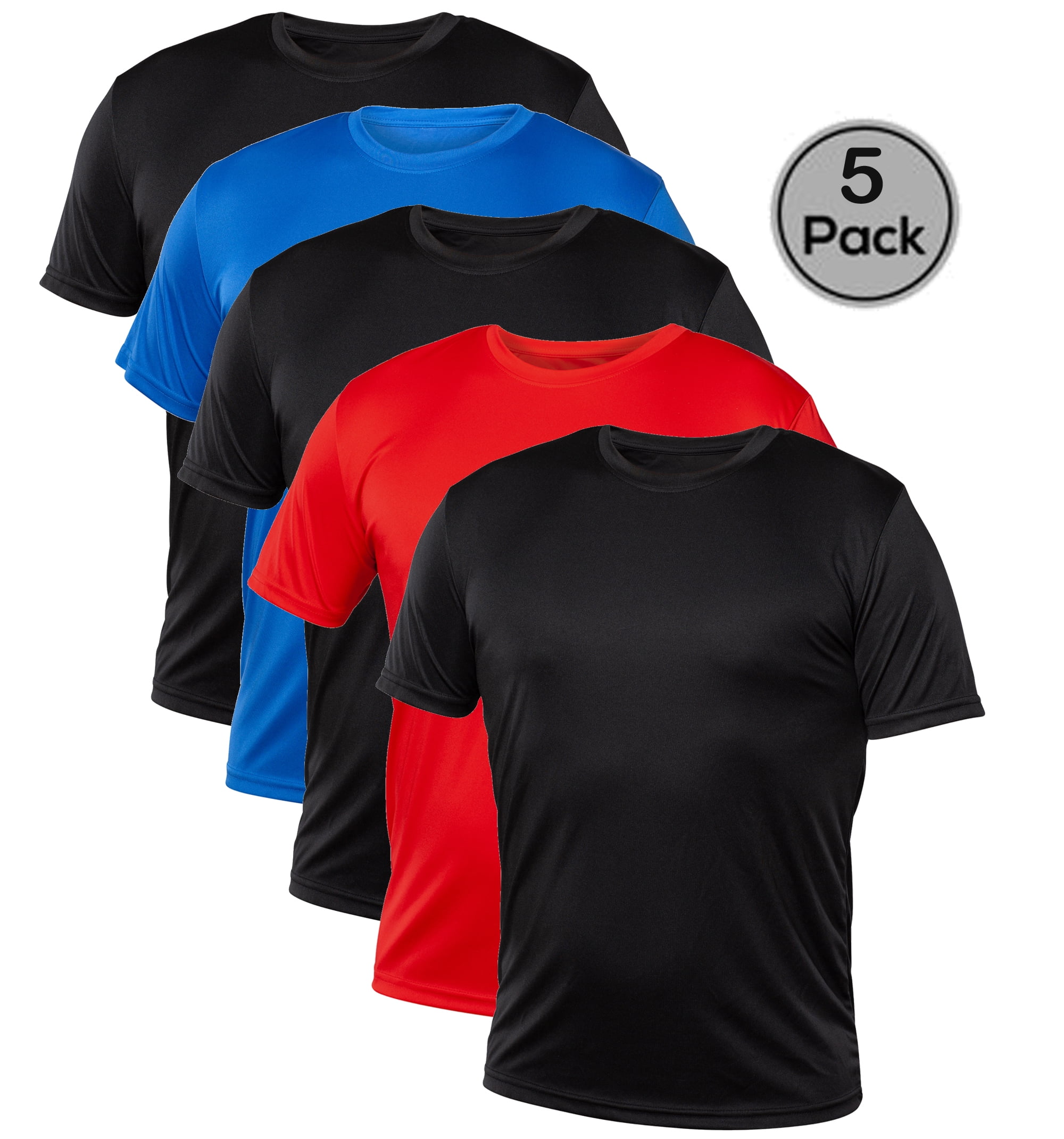 Blank Activewear Men's 5-Pack Crew Neck Performance T-Shirt, XS-4XL ...