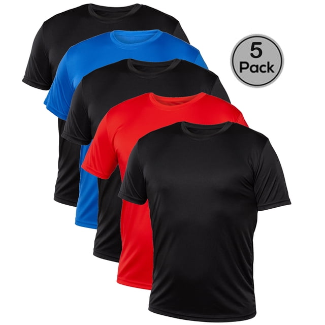 Blank Activewear Men's 5-Pack Crew Neck Performance T-Shirt, XS-4XL ...