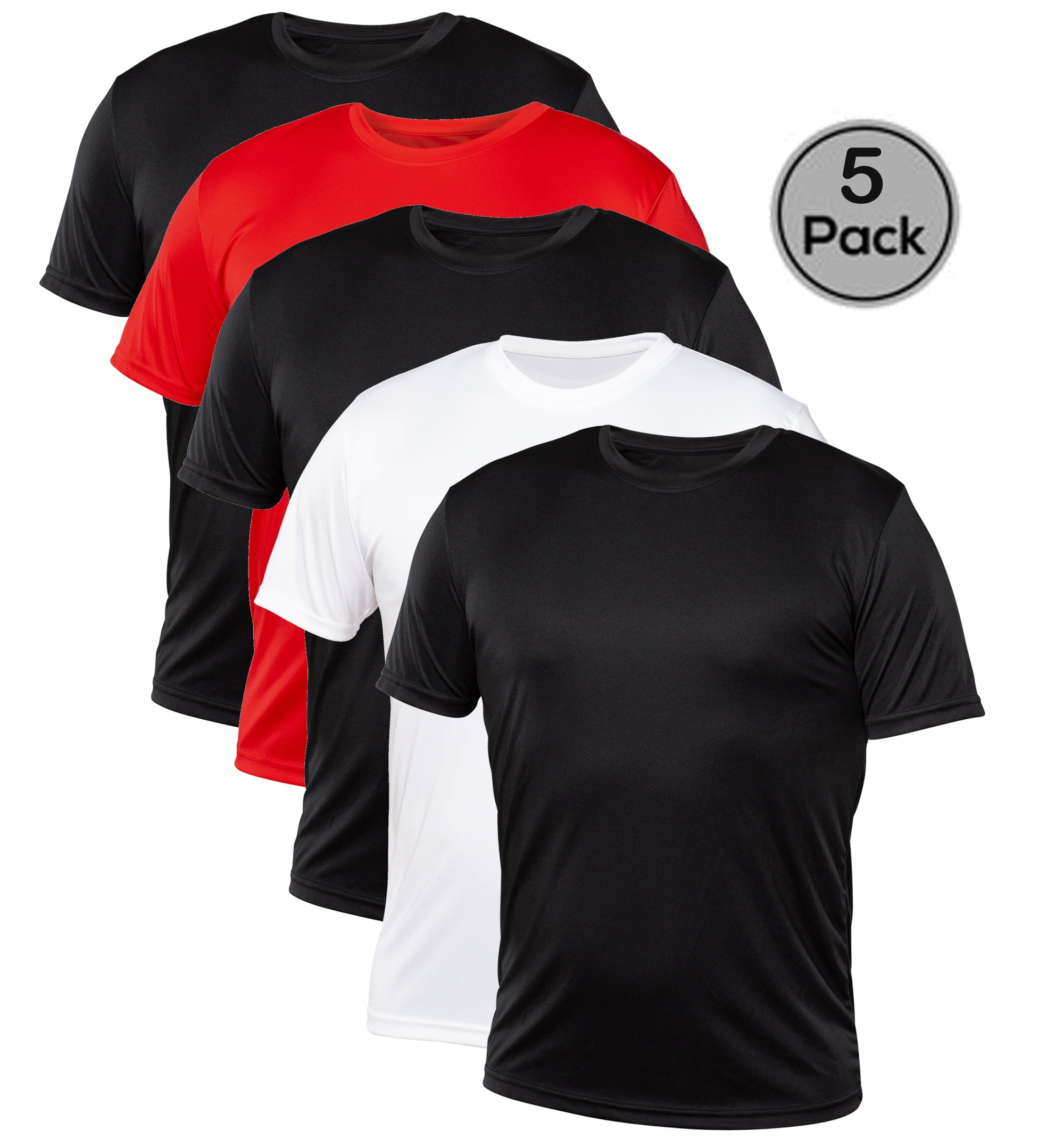 Blank Activewear, 5 Pack Men's Crew Neck Performance T-Shirt, XS to 4XL ...