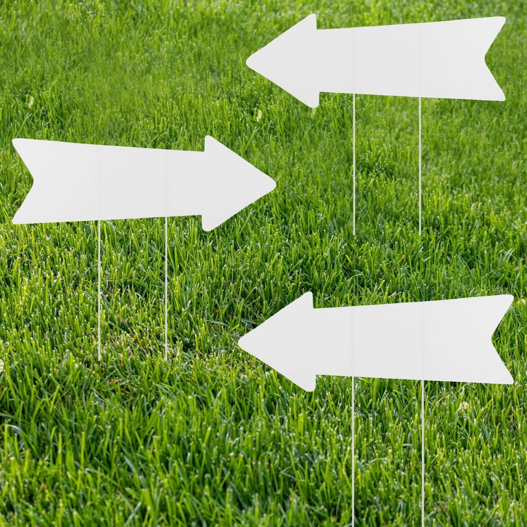 Blank Arrow Signs with Stakes, Double-Sided White Arrow Signs, 3 Packs ...