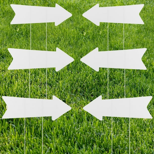 Blank Arrow Signs with Stakes, Double-Sided White Arrow Signs, 6 Packs ...
