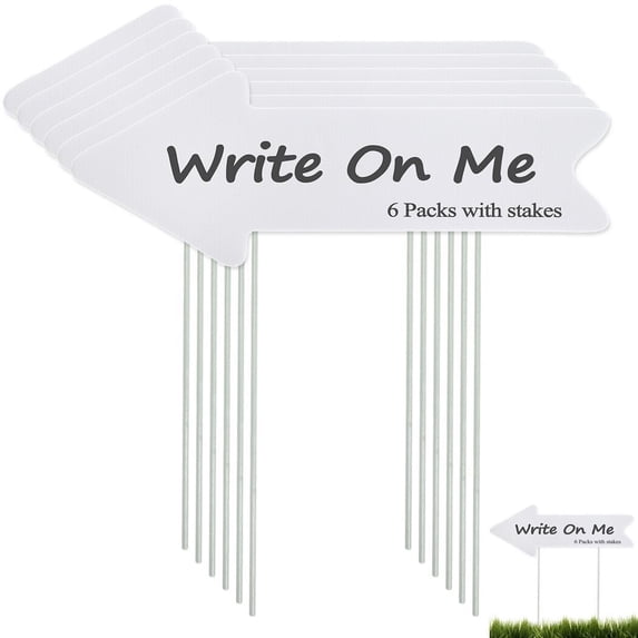 6 Packs Blank Arrow Signs with Stakes, Wedding Directional Arrow Yard ...