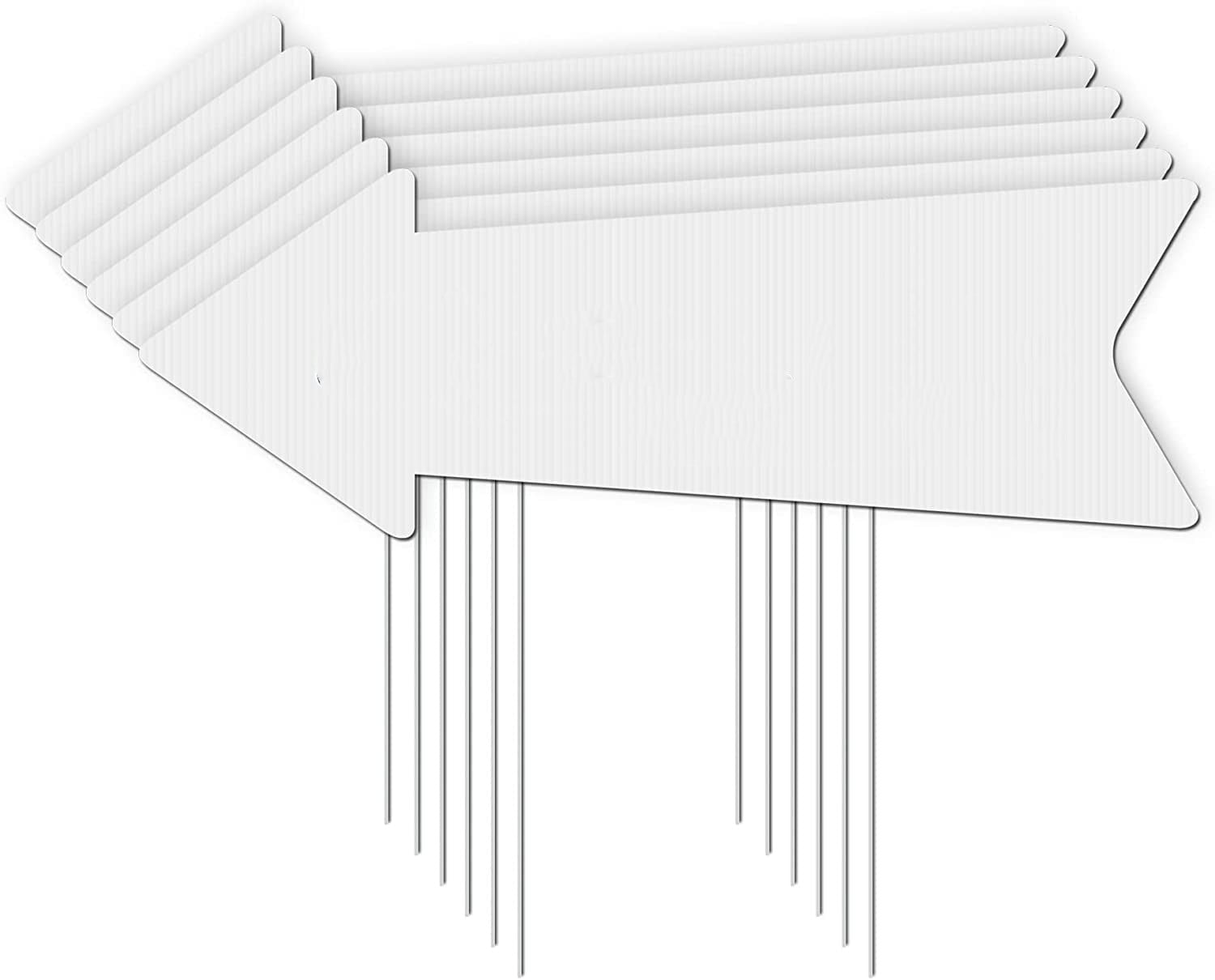 Blank Arrow Yard Signs with Stakes, Happon 6 Pack 17 x 6 inches White ...